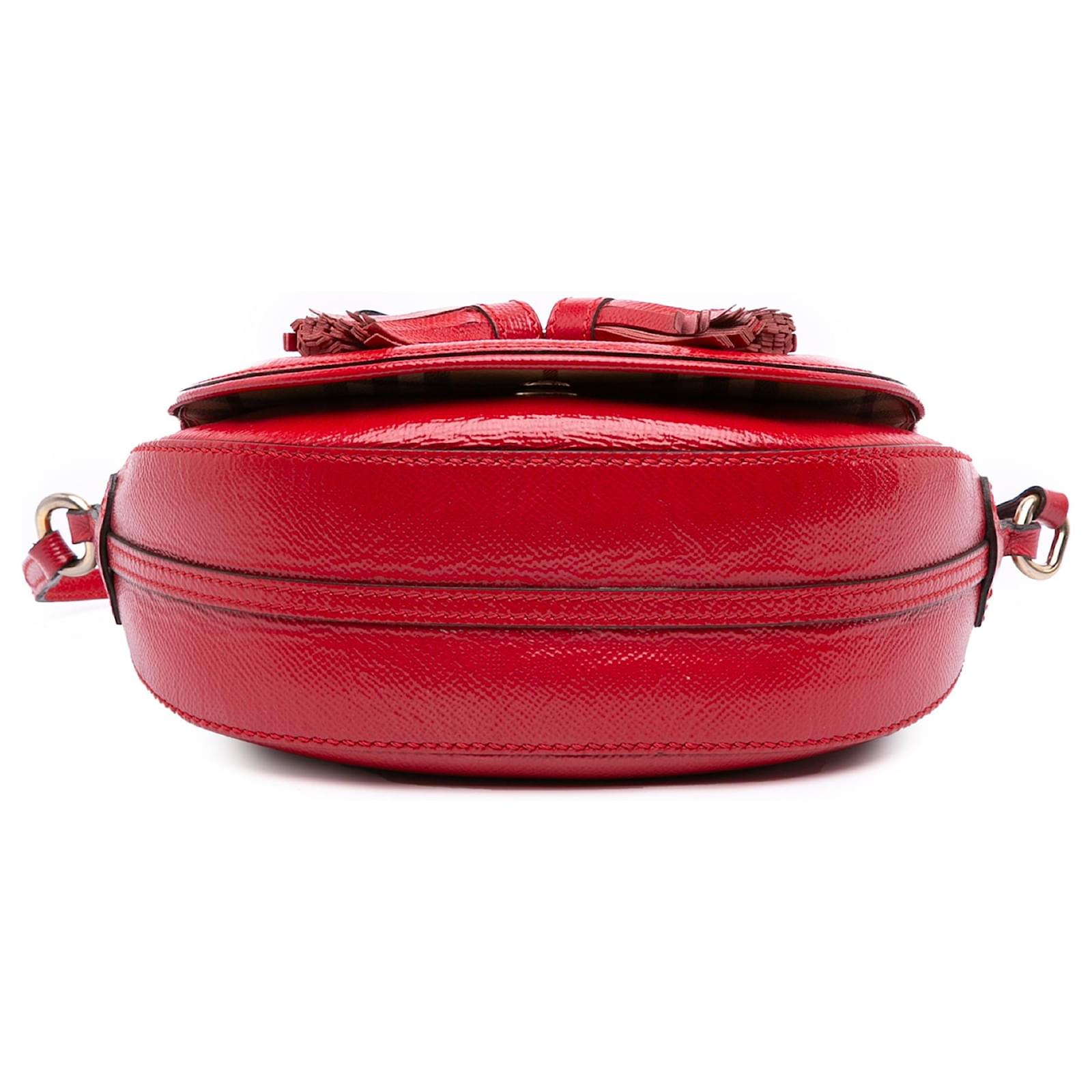 Burberry Red Patent Leather and Haymarket Check Coated Canvas Maydown ...
