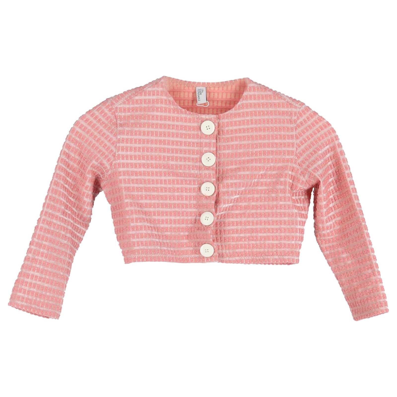 Lisa Marie Fernandez Tweed Copped Cardigan in Pink Polyamide ref ...