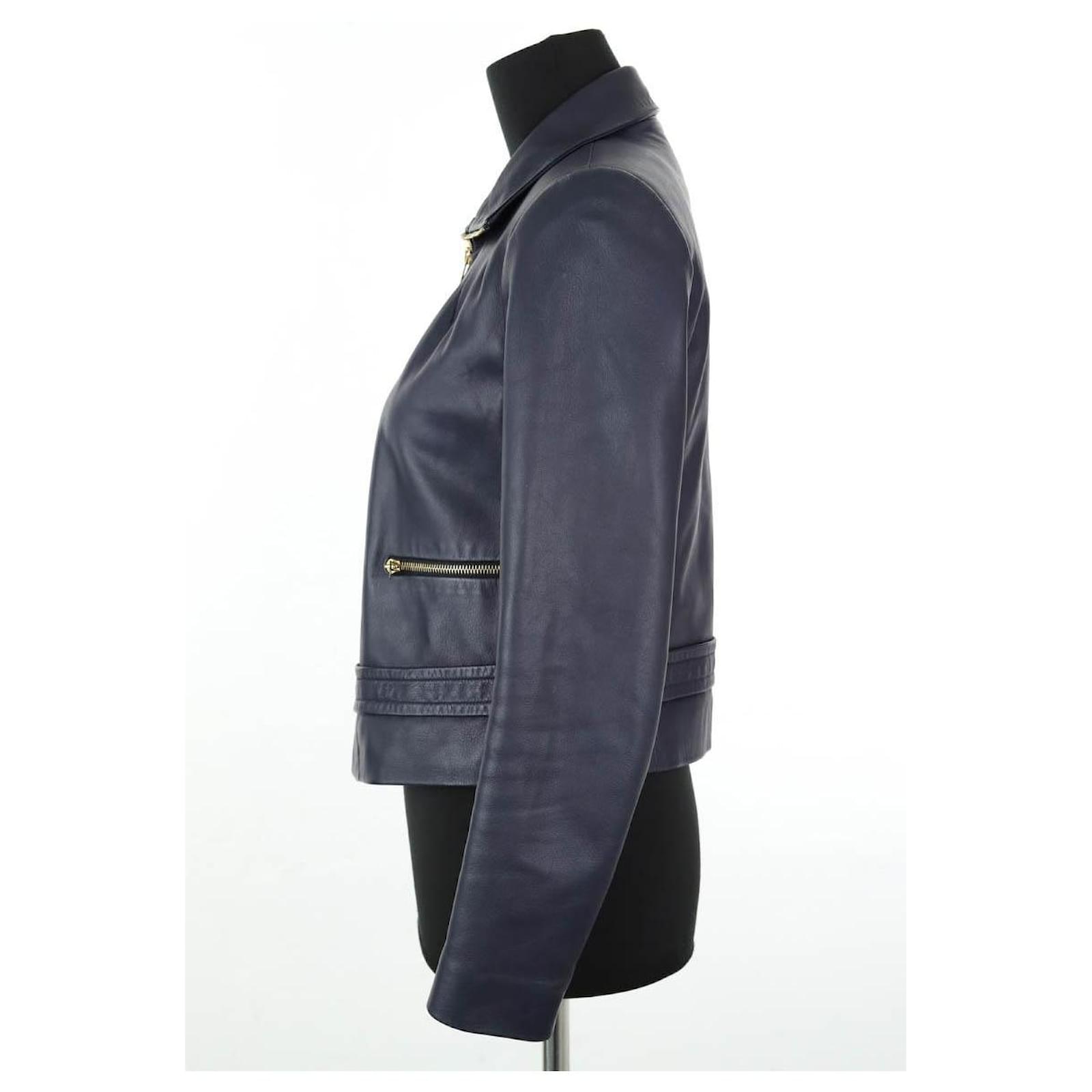 Sandro Blue leather jacket ref.2446290 - Joli Closet
