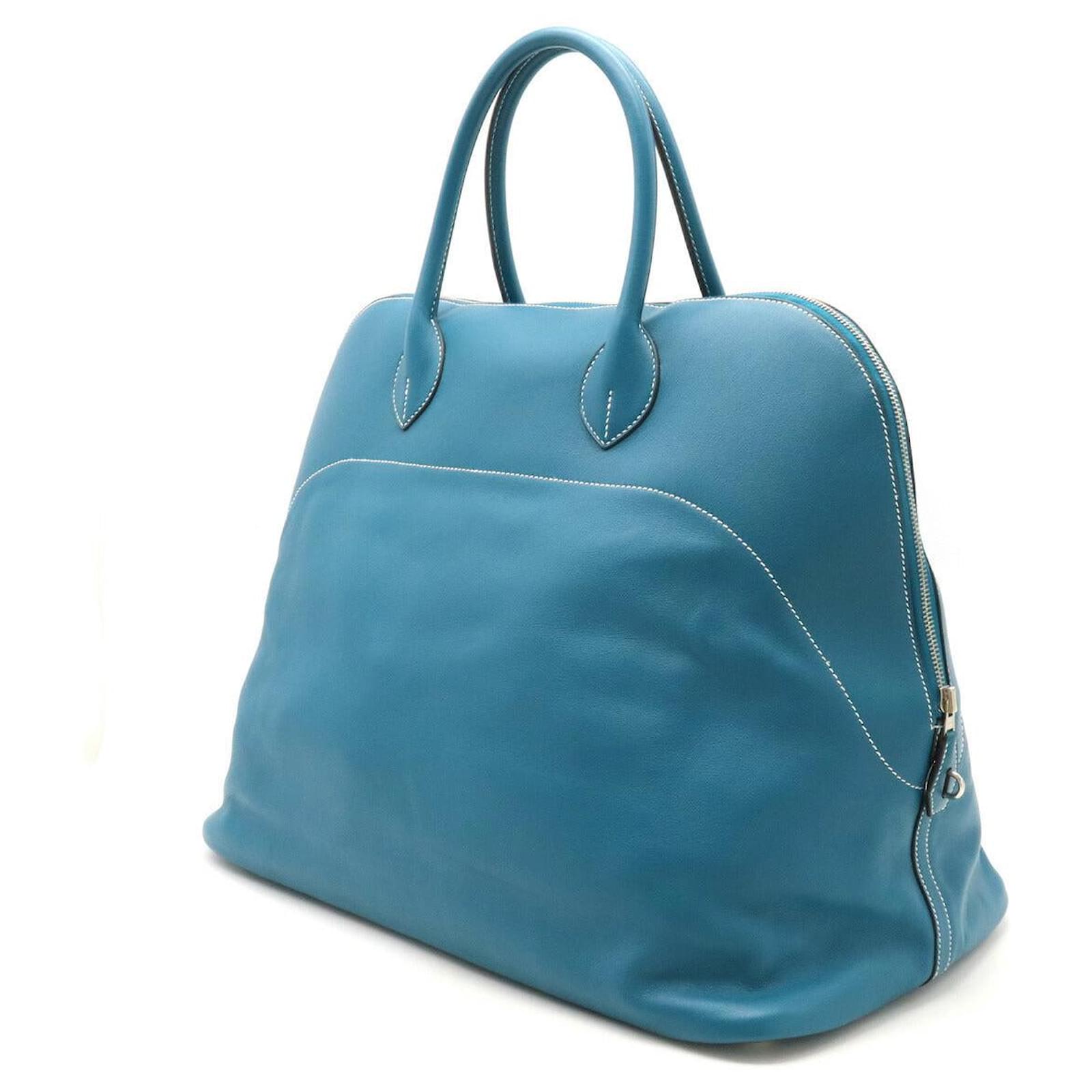 Hermès Hermes Bolide Relax 45 Boston Bag Blue Leather Pony-style ...