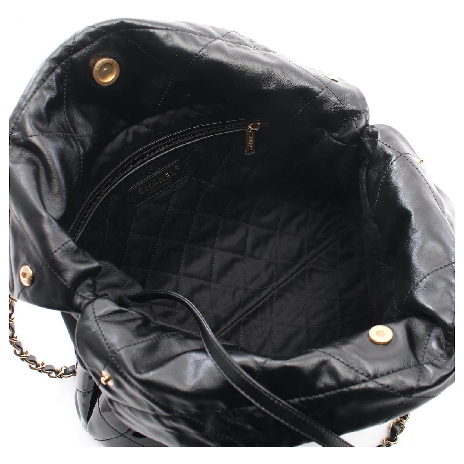 Chanel Chanel 22 Small Leather Shoulder Bag Black Patent leather ref ...
