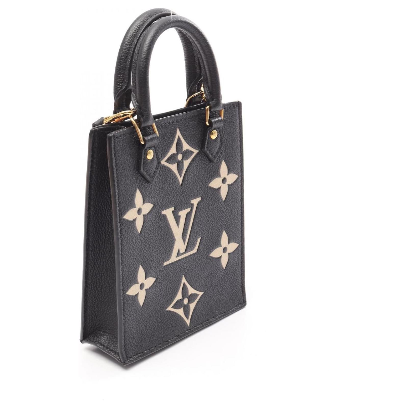 Louis Vuitton Petit Sac Plat Monogram Empreinte 2way Bag Black Leather ...
