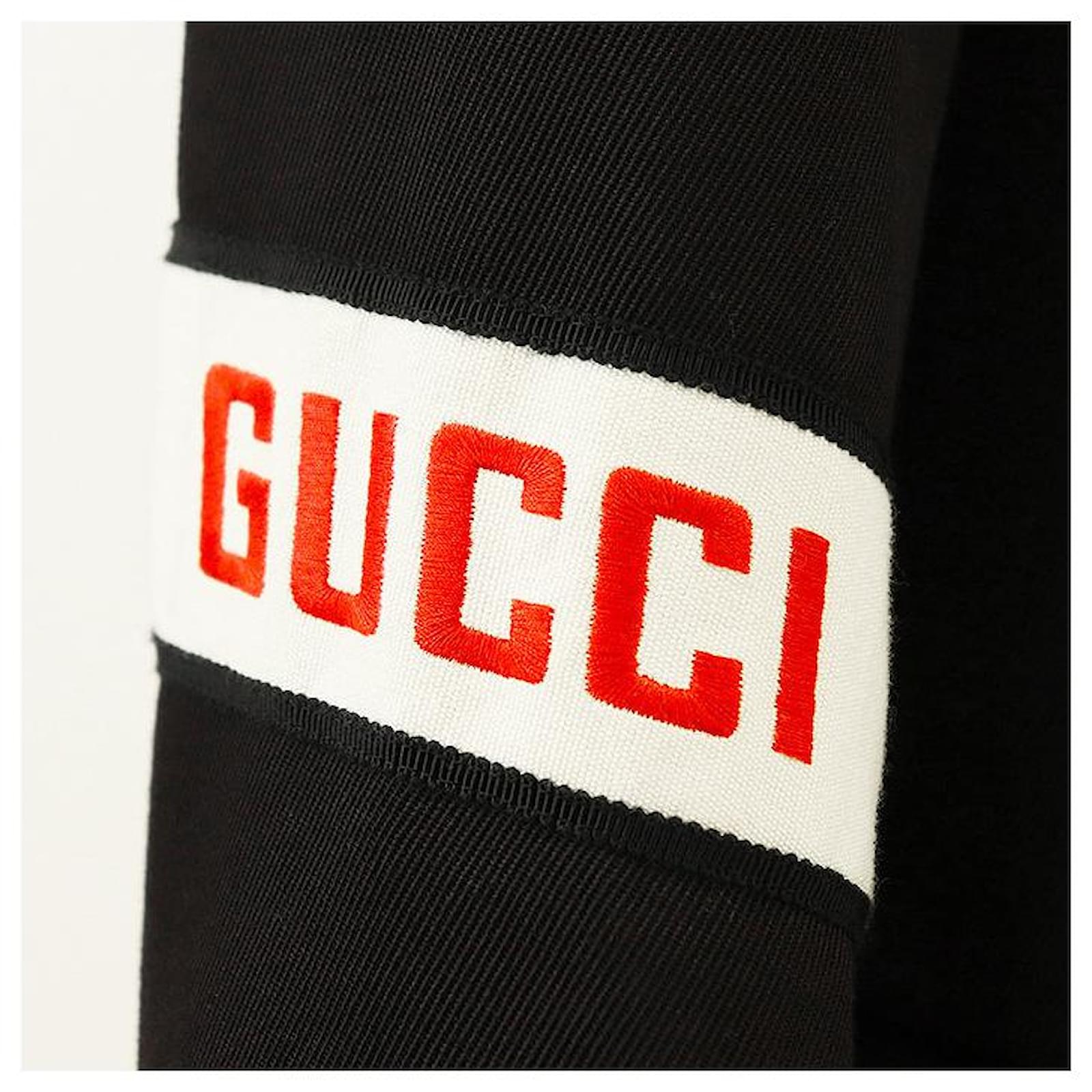 Gucci GUCCI BAND Signature Embroidered Cotton Jacket Black Eggshell ...