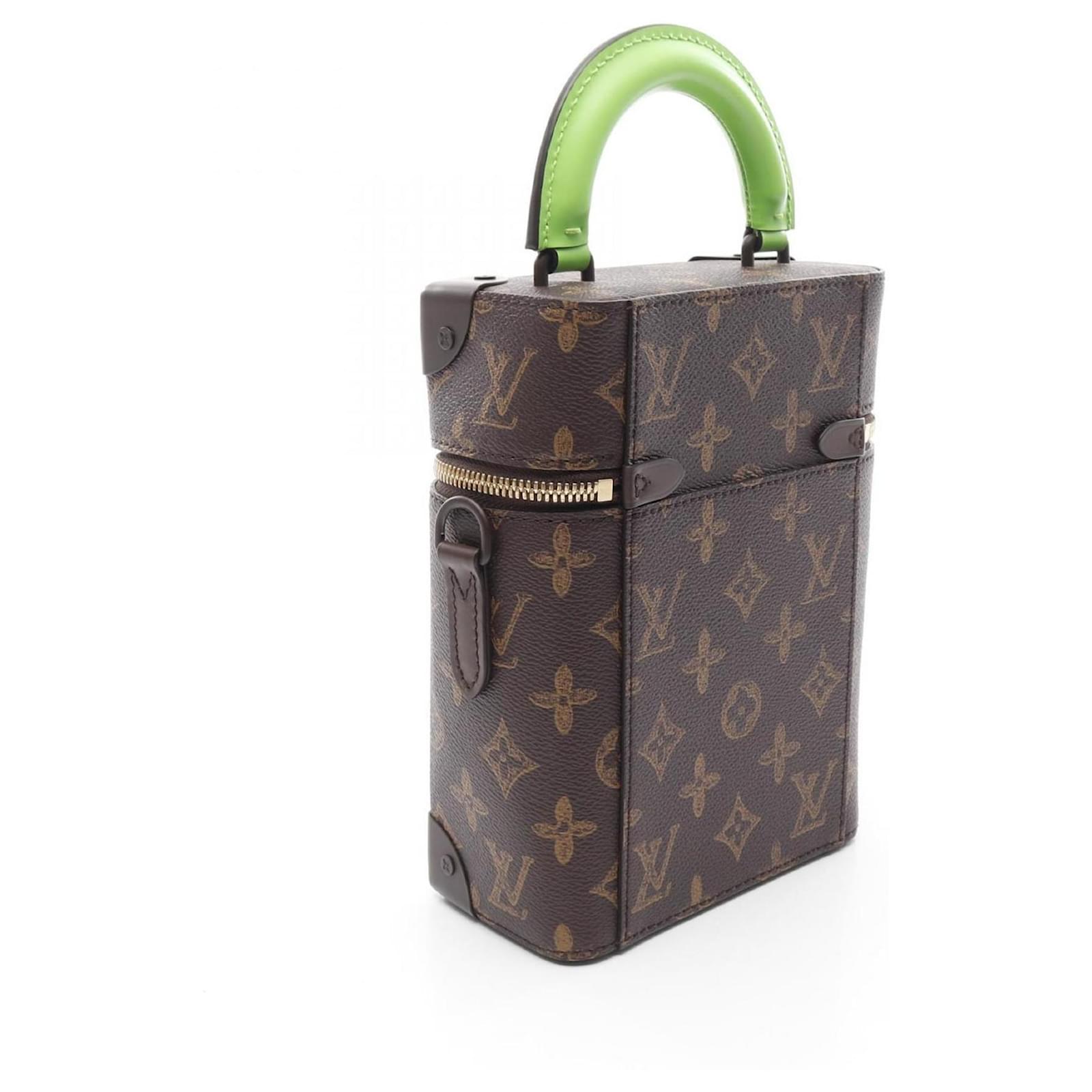Louis Vuitton Vertical Box Trunk Handbag Brown Green Leather Cloth ref ...