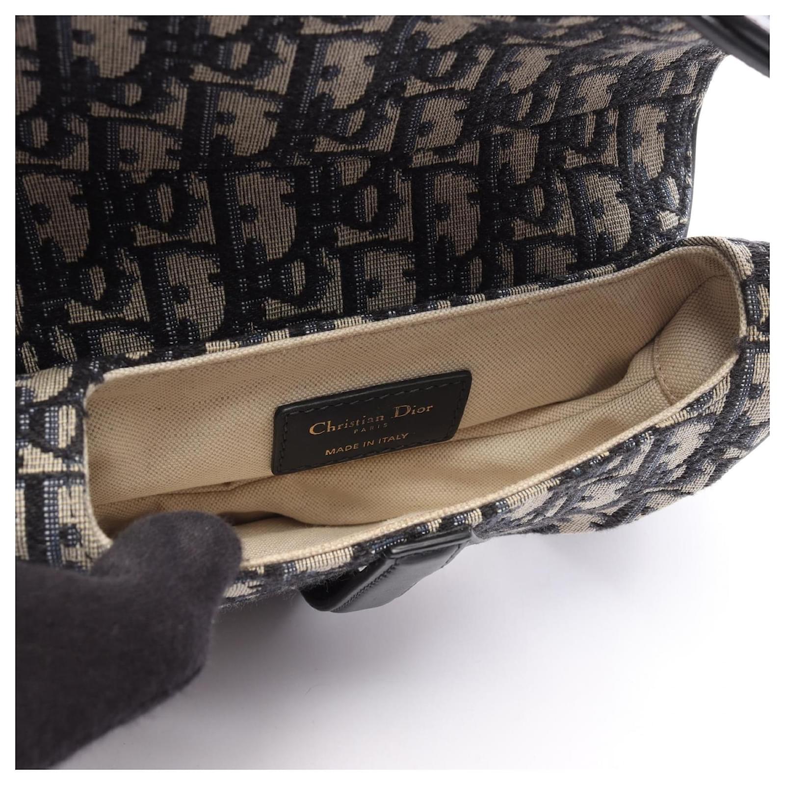 Dior Saddle Mini Oblique Handbag Canvas Leather Brown Beige ref.2490220 ...