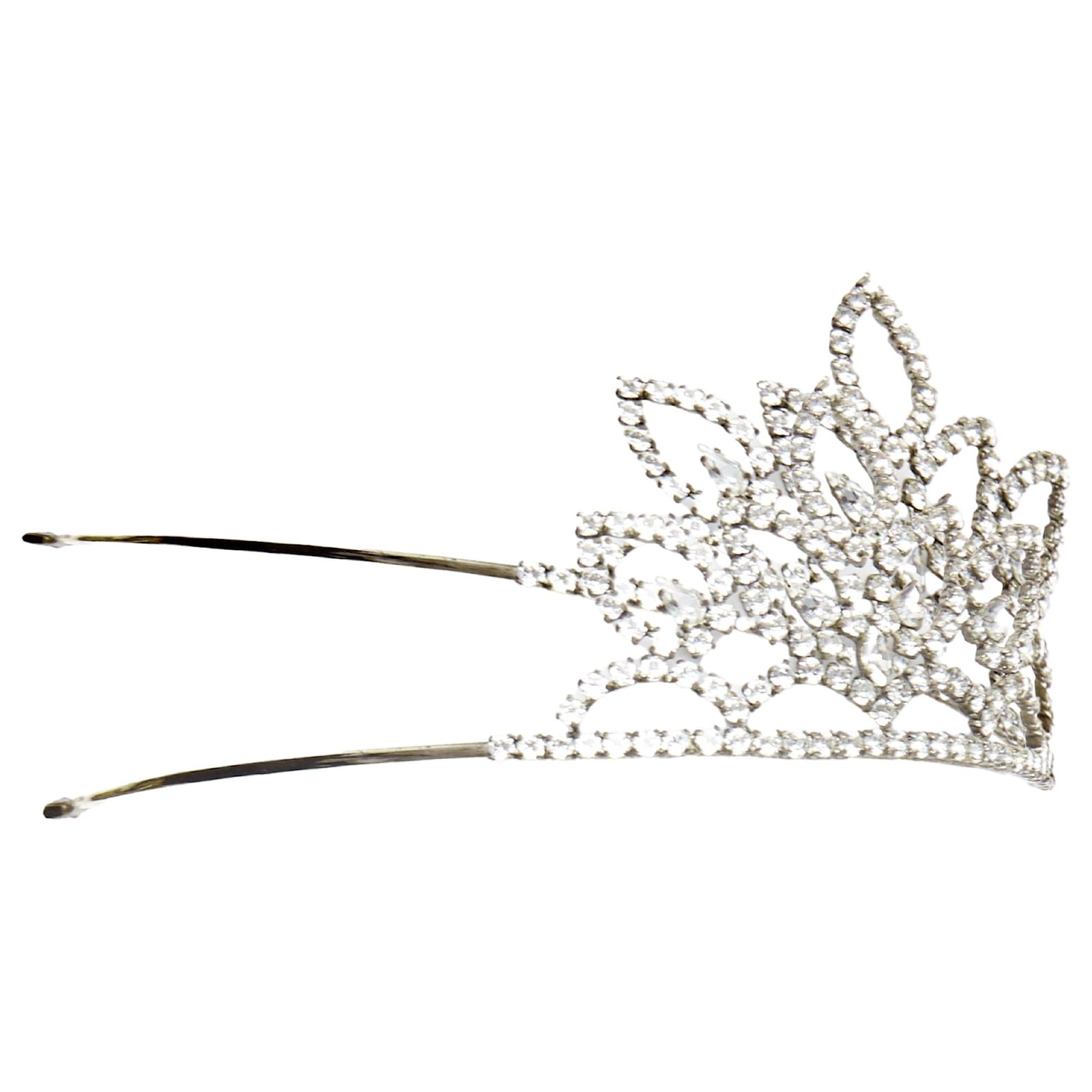 Saint Laurent crystal tiara crown Silvery Metallic Metal ref.2498354 ...