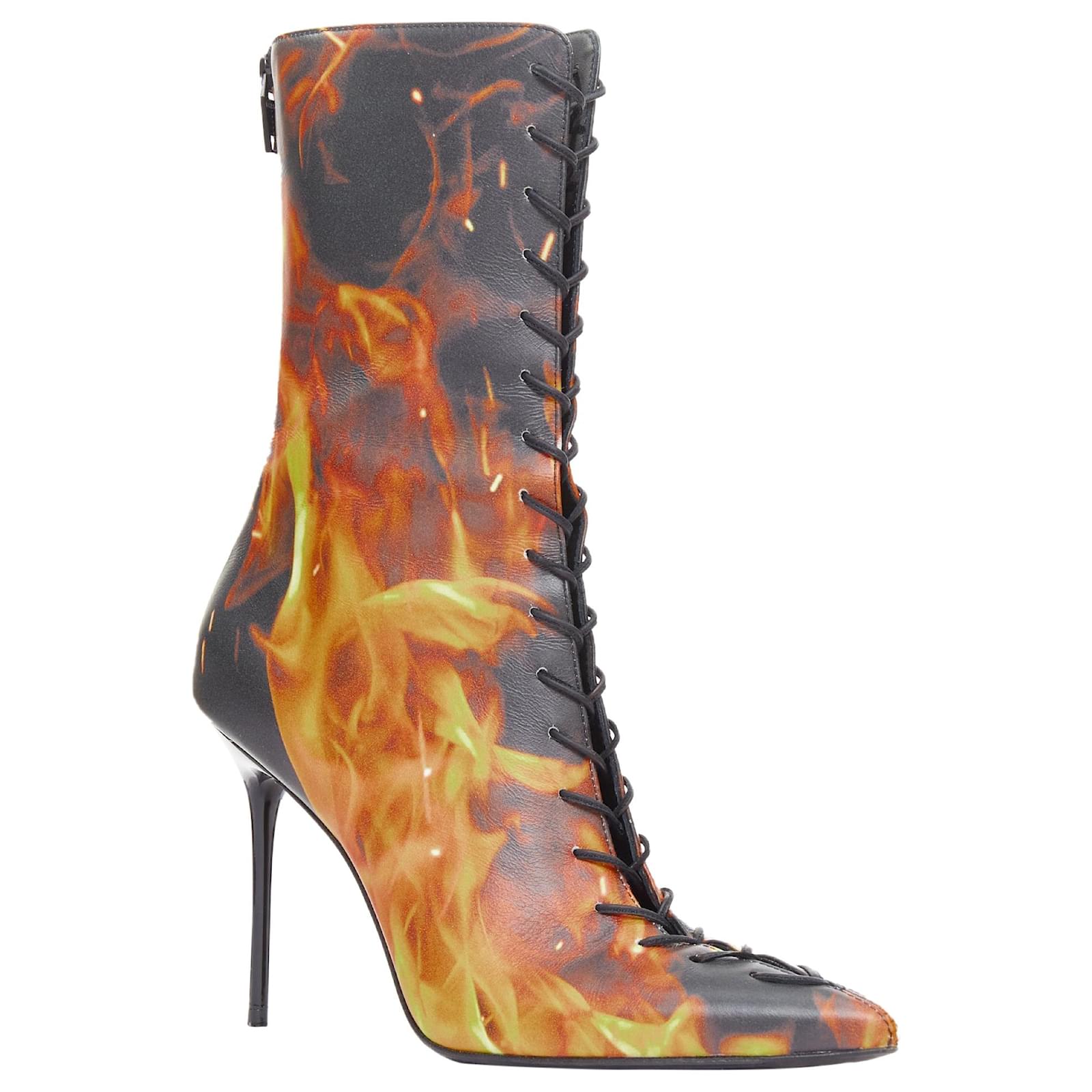 Balmain flame corset lace boots Black Leather ref.2498374 - Joli Closet