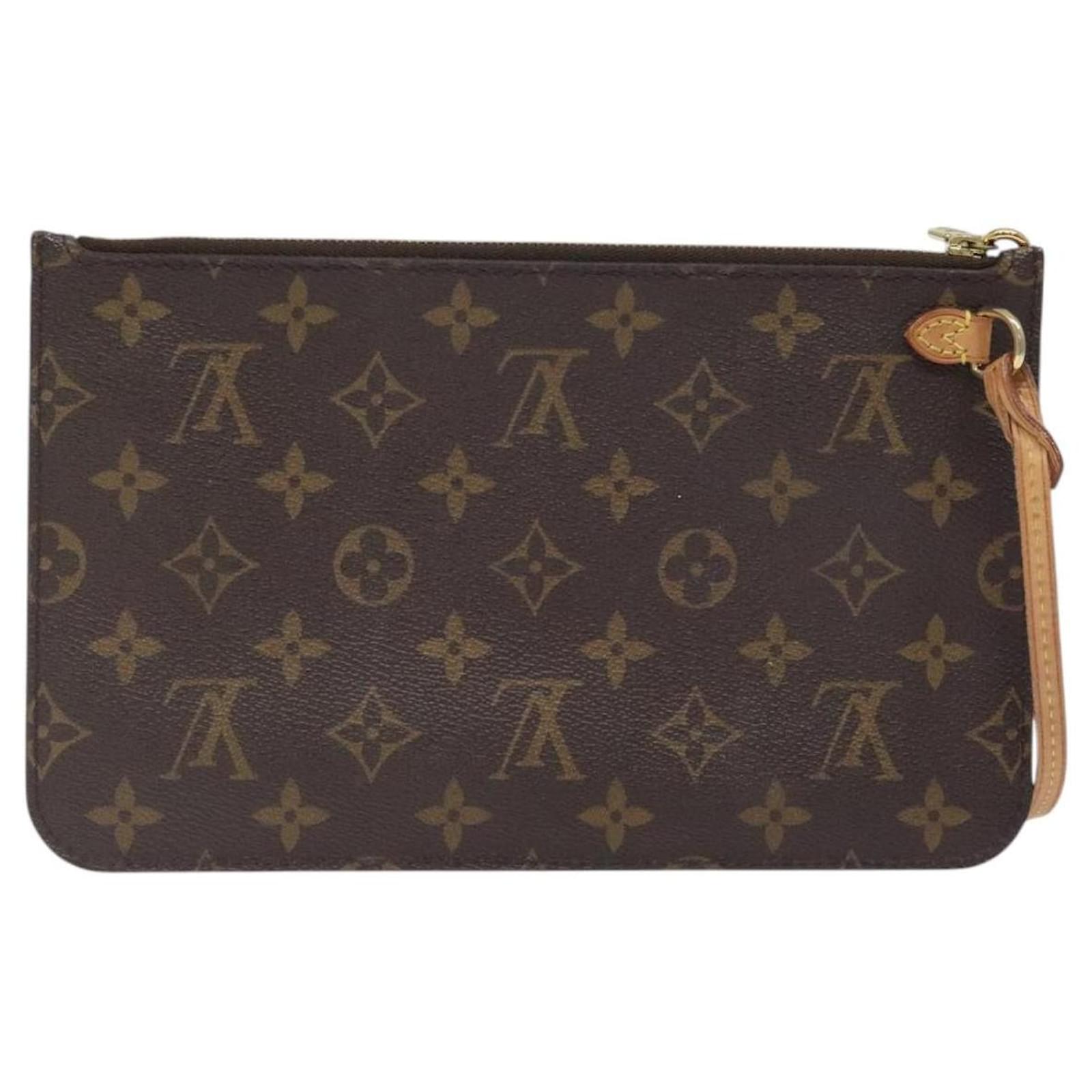 Louis Vuitton Neverfull Pochette Monogram Canvas Small Brown Cloth ref ...