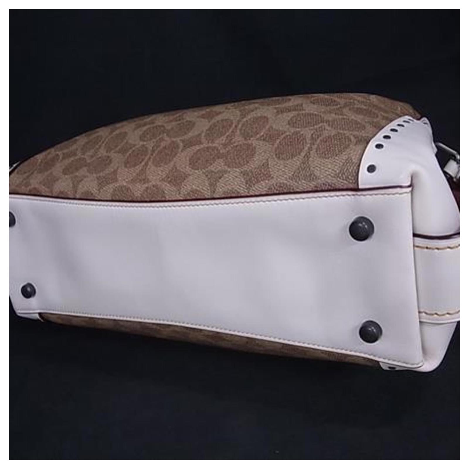 COACH Signature Edie Handbag Brown Cream ref.2538575 - Joli Closet
