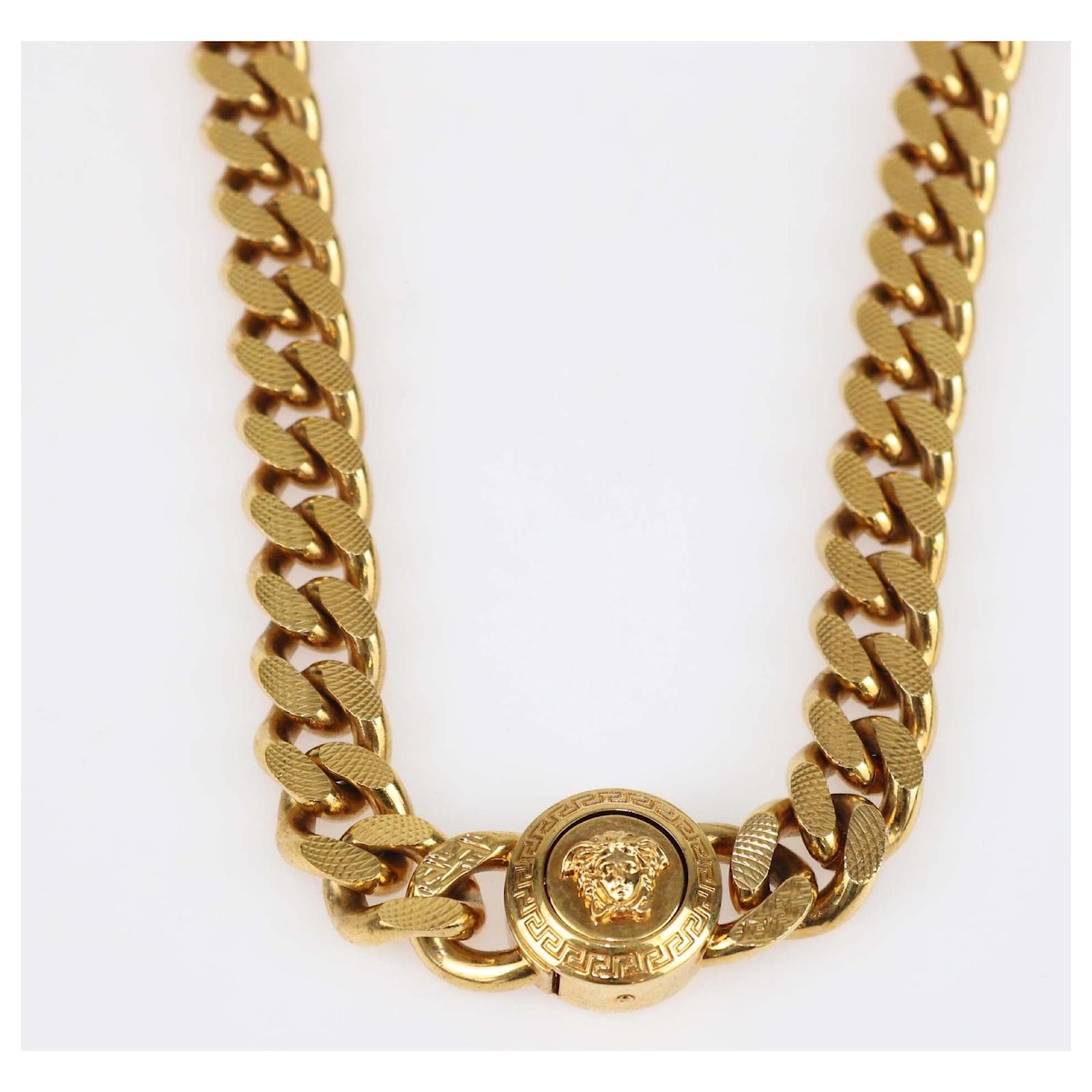 Versace Medusa Gold Tone Chain Choker Necklace Golden Metal ref.2545342 ...