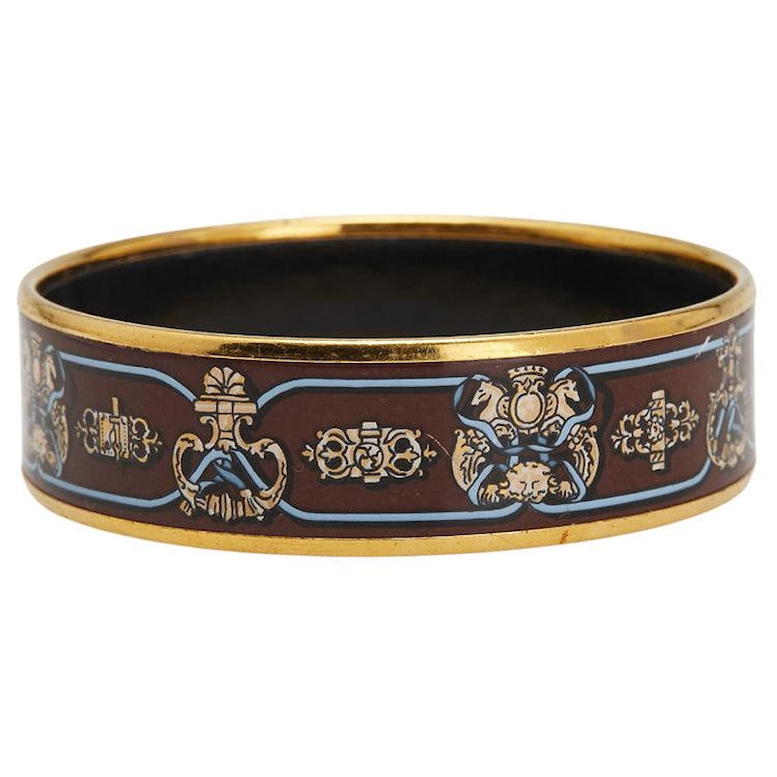 Hermès Hermes Email Cloisonné Bracelet Golden Metallic Metal ref ...
