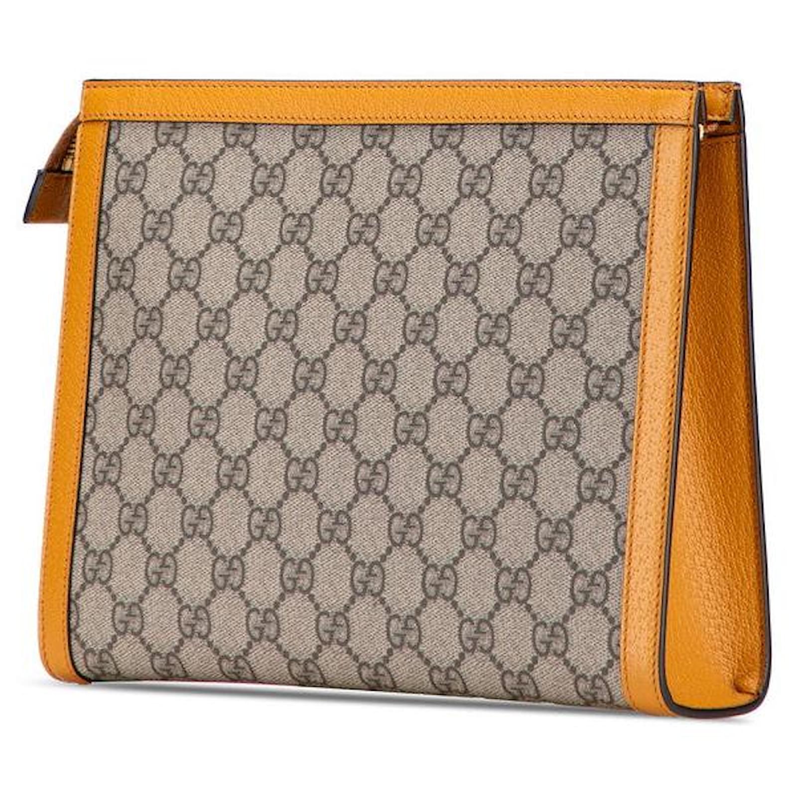 Gucci EXO KAI GG Supreme Teddy Bear PVC Clutch Limited Beige Orange ...