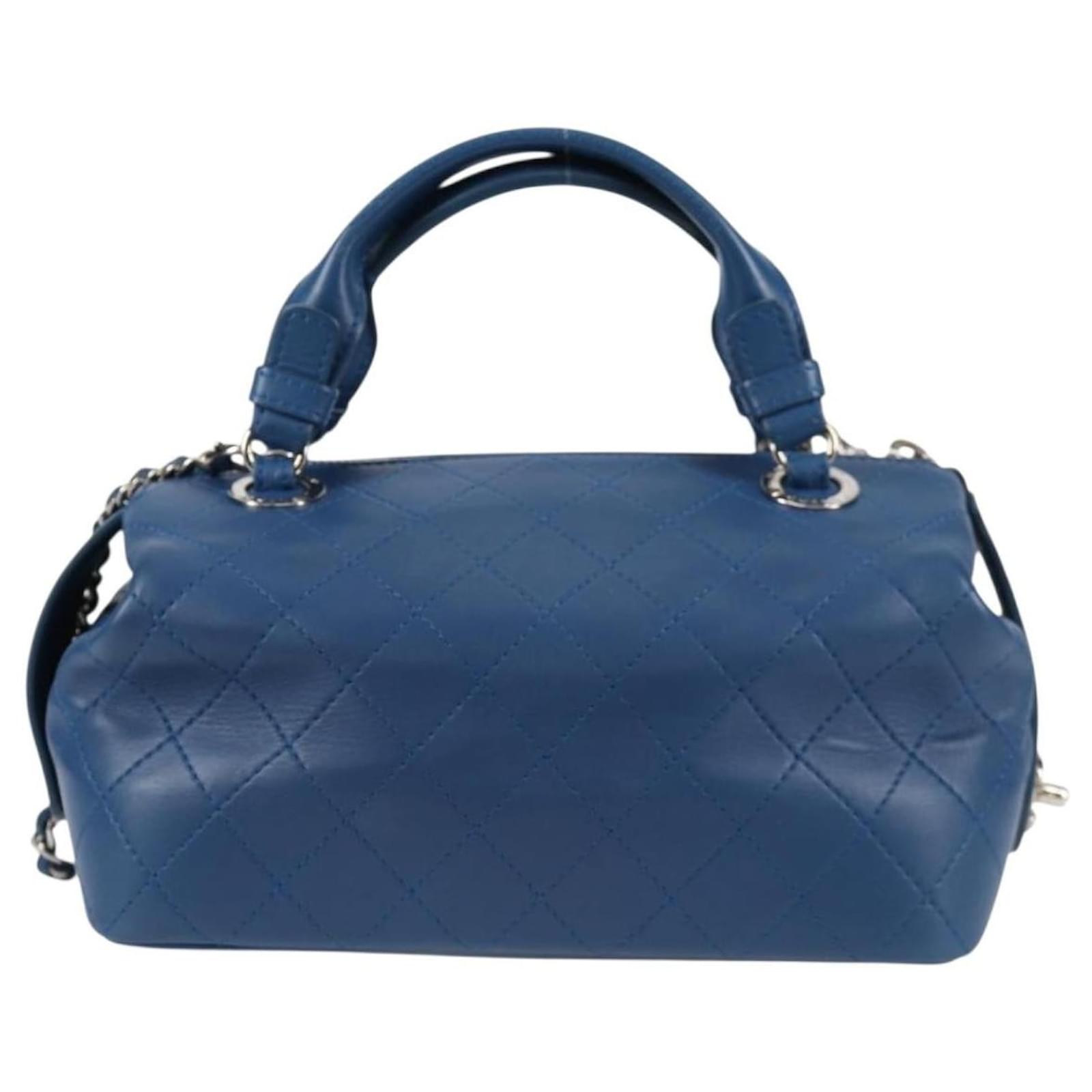 Chanel Doctor Bowling Bag Quilted Calfskin Medium Blue Leather ref ...
