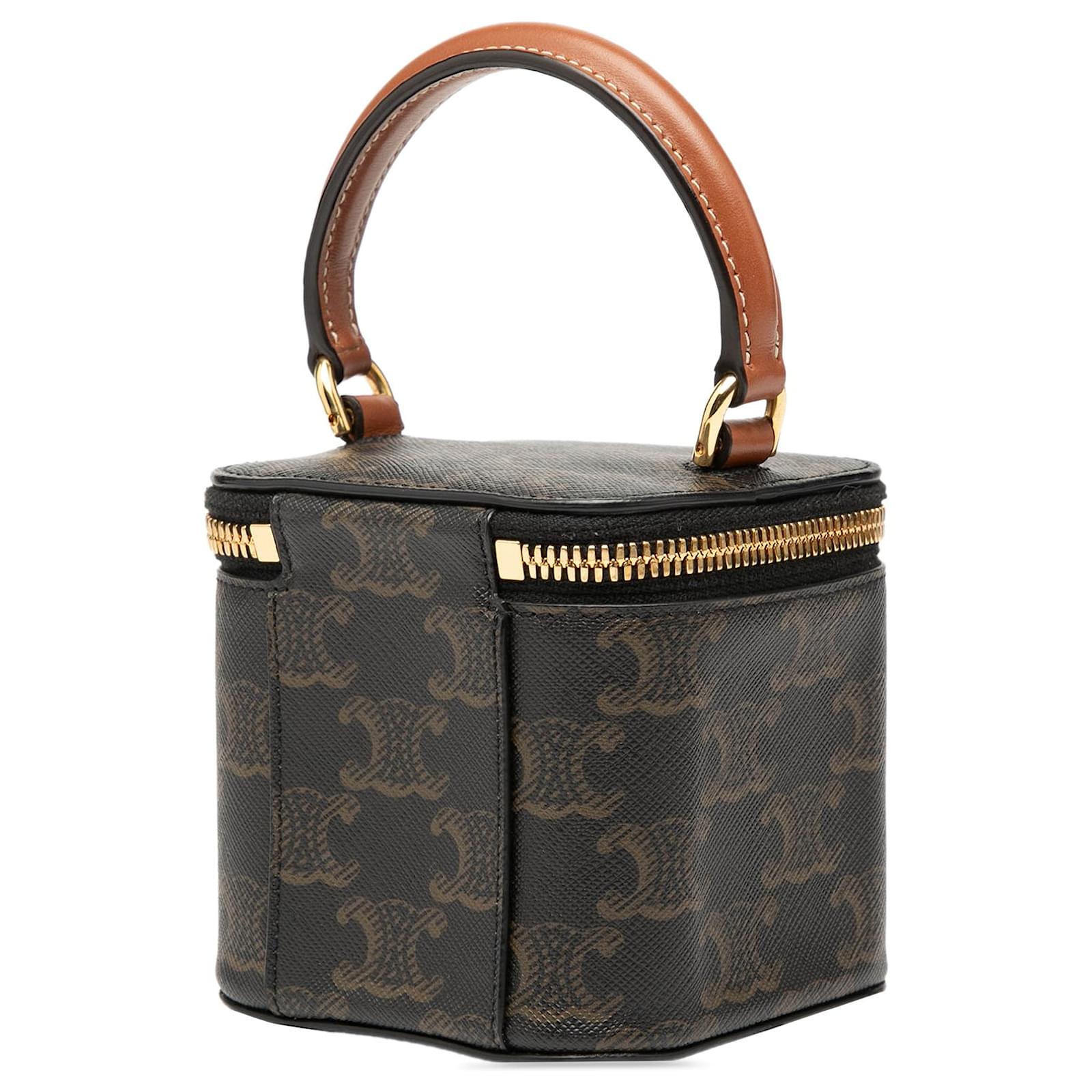 Céline Celine Brown Mini Triomphe Coated Canvas Vanity Case Dark brown ...