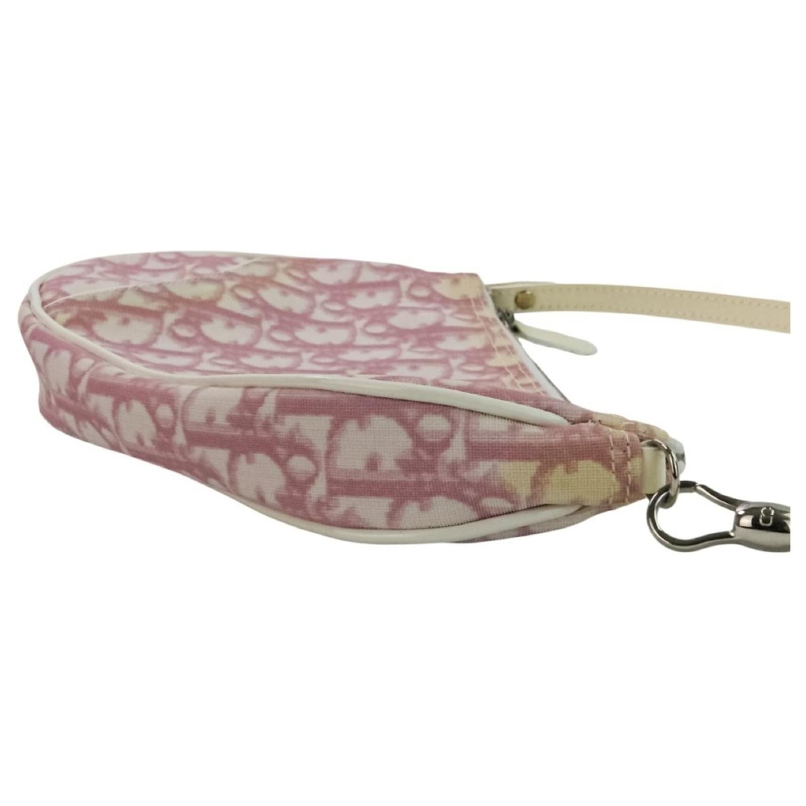 Borsa Trotter Saddle di Christian Dior Rosa Bianco ref.2596710 - Joli ...