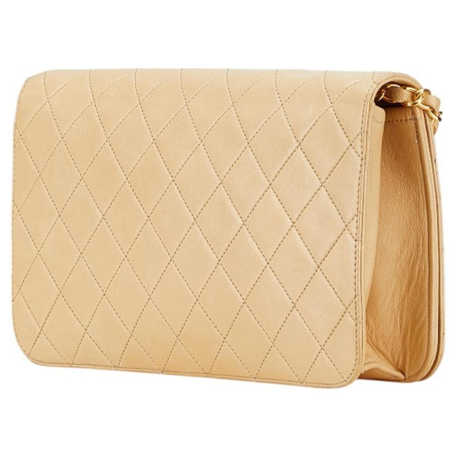 Chanel Matelasse Coco Mark Push Lock Chain Shoulder Bag Beige Leather ...