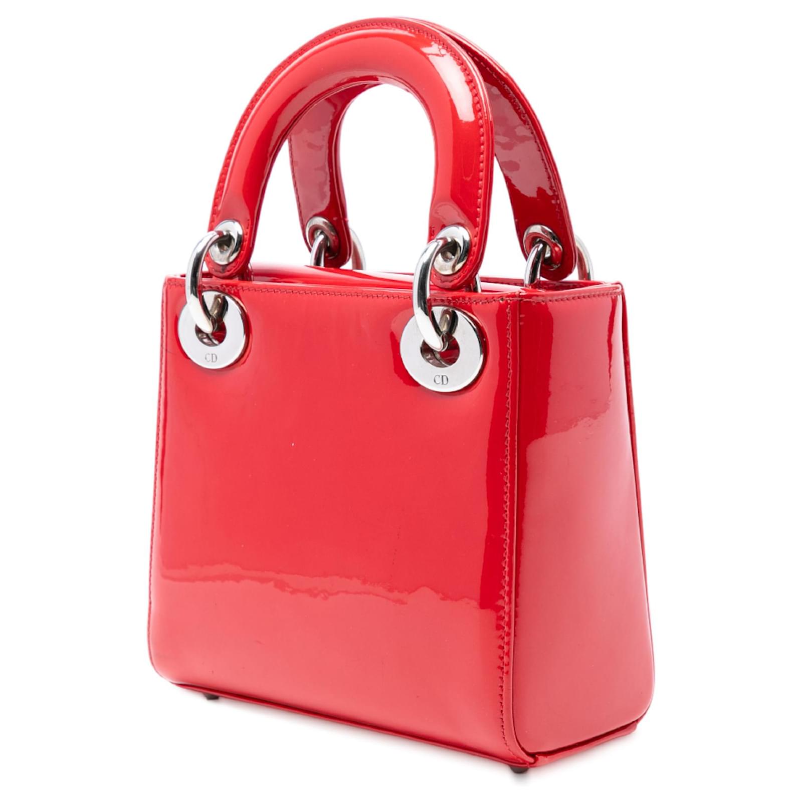 Dior Red Mini Patent Lady Dior Leather Patent leather ref.2614703 ...