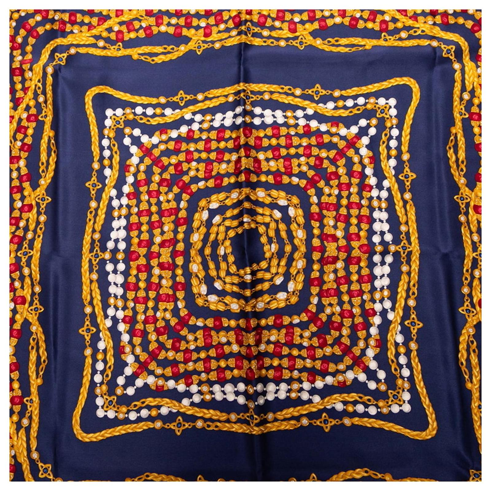 Chanel Jewel Pattern Scarf Multiple colors Navy blue Silk ref.2627622 ...