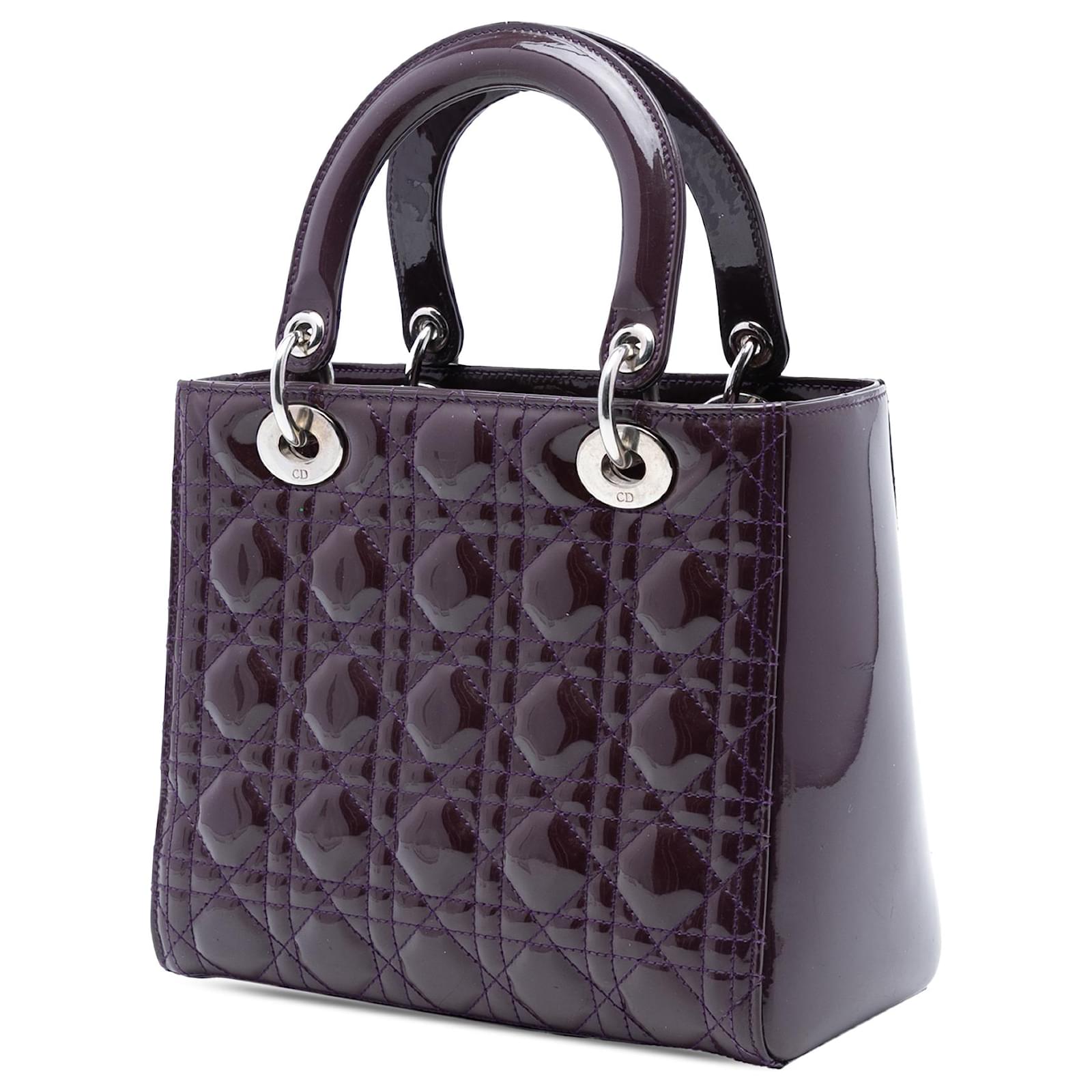 Dior Purple Medium Patent Cannage Lady Dior Leather Patent leather ref ...