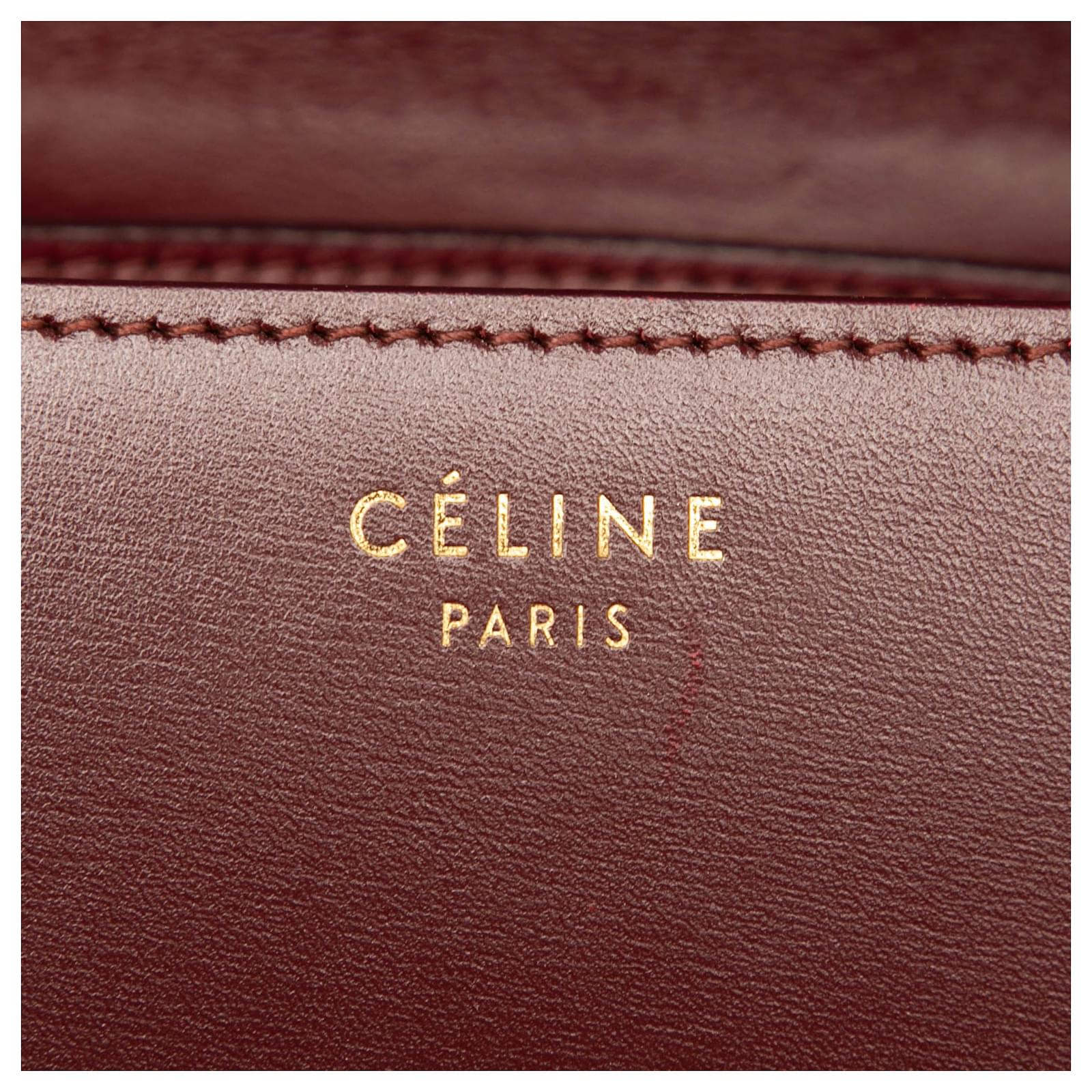 Céline Celine Red Small Calfskin Classic Box Dark red Leather Pony ...