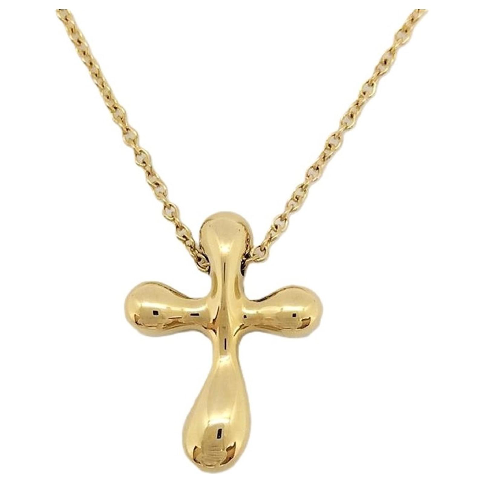 Collier croix petit modèle Elsa Peretti de Tiffany & Co. Or blanc Doré ...
