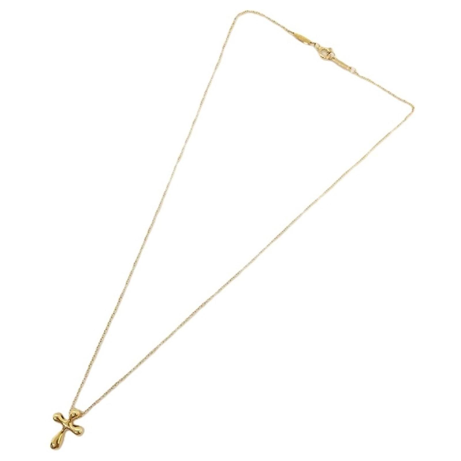 Collier croix petit modèle Elsa Peretti de Tiffany & Co. Or blanc Doré ref.2649101 - Joli Closet