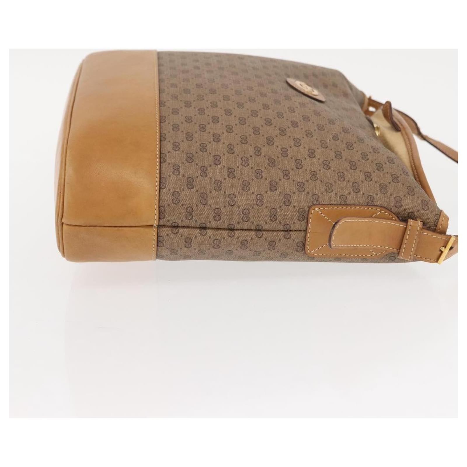 GUCCI Micro GG Supreme Shoulder Bag PVC Beige Gold Auth ki6122 Golden ...