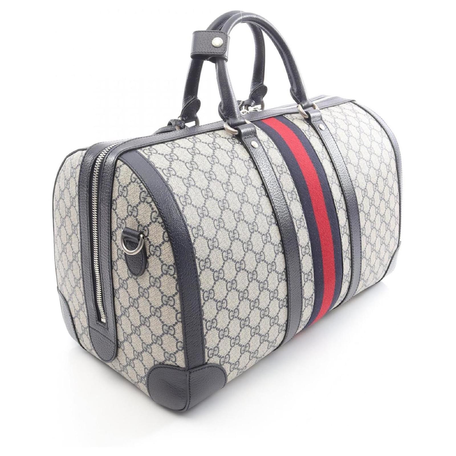 Gucci Medium Duffle Bag Cream Navy blue Leather Plastic ref.2717603 ...