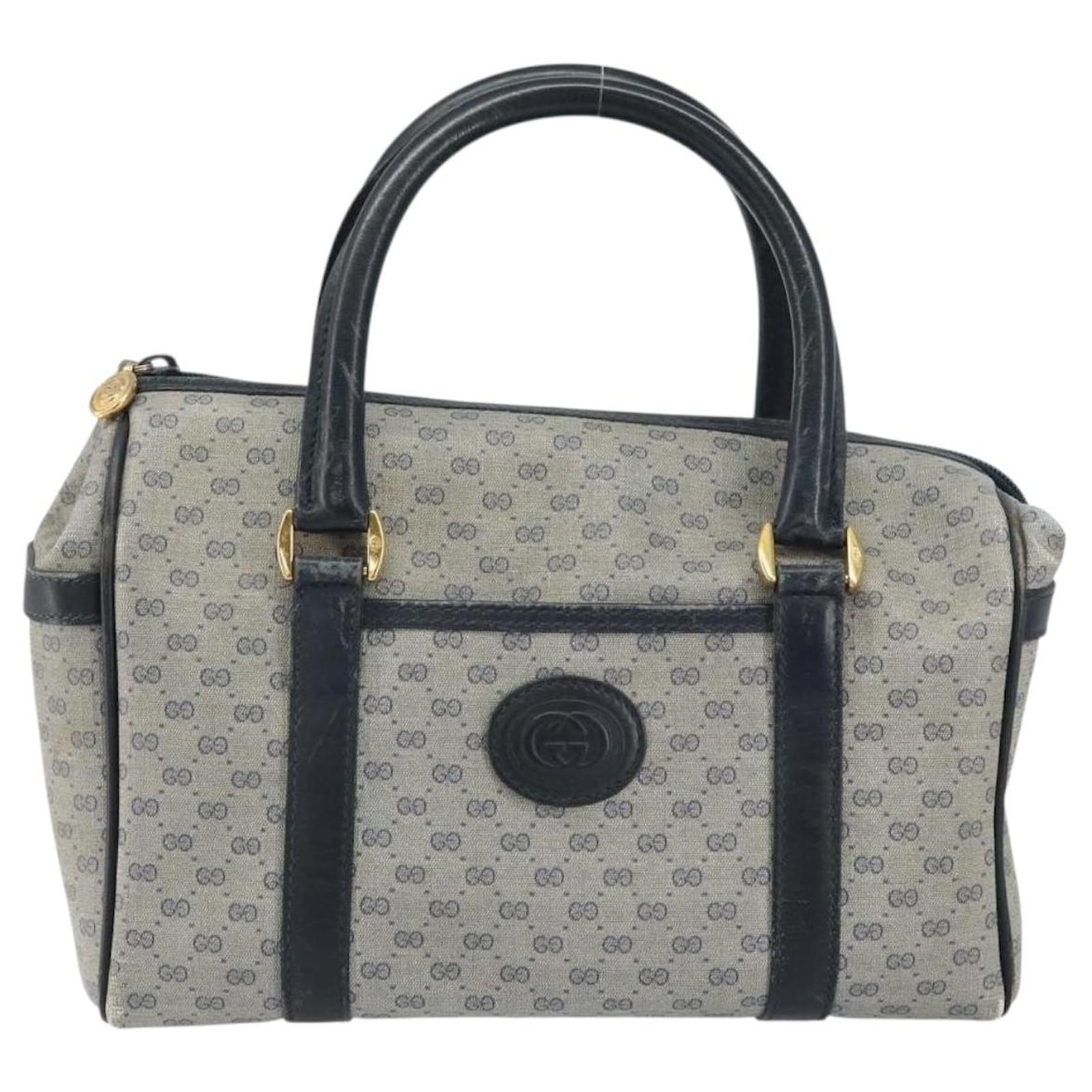 GUCCI Micro GG Supreme Hand Bag PVC Navy Gold 000 58 0093 Auth BA9106 ...