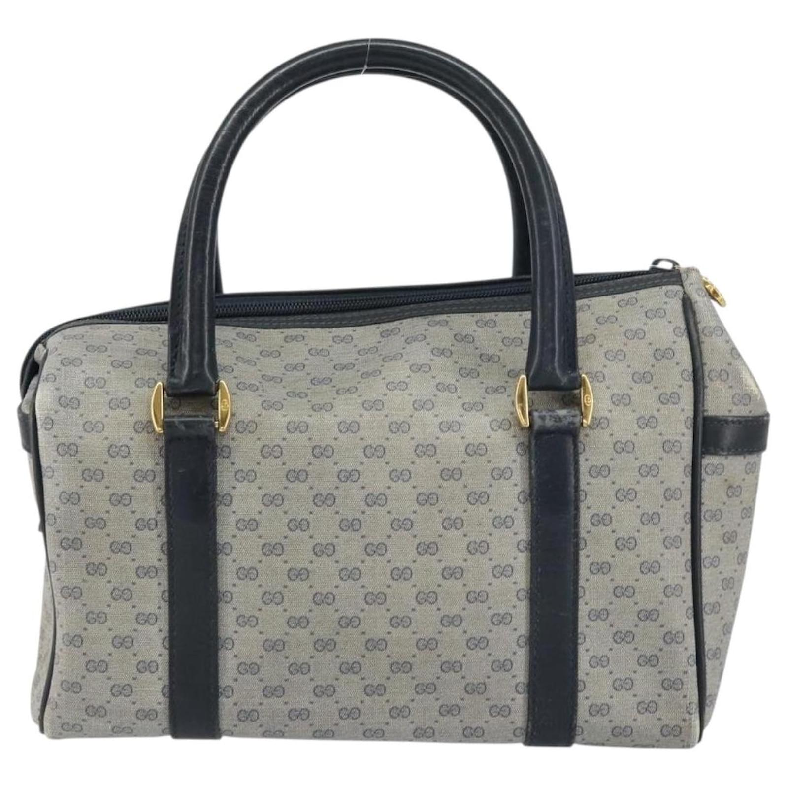 GUCCI Micro GG Supreme Hand Bag PVC Navy Gold 000 58 0093 Auth BA9106 ...