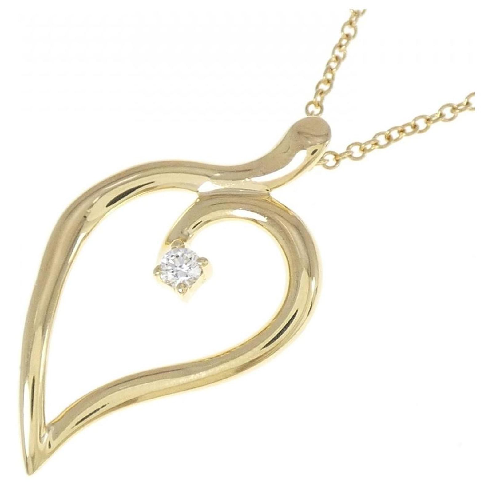 Tiffany & Co Collier Tiffany Leaf Au750 Cuir Doré ref.2726972 - Joli Closet