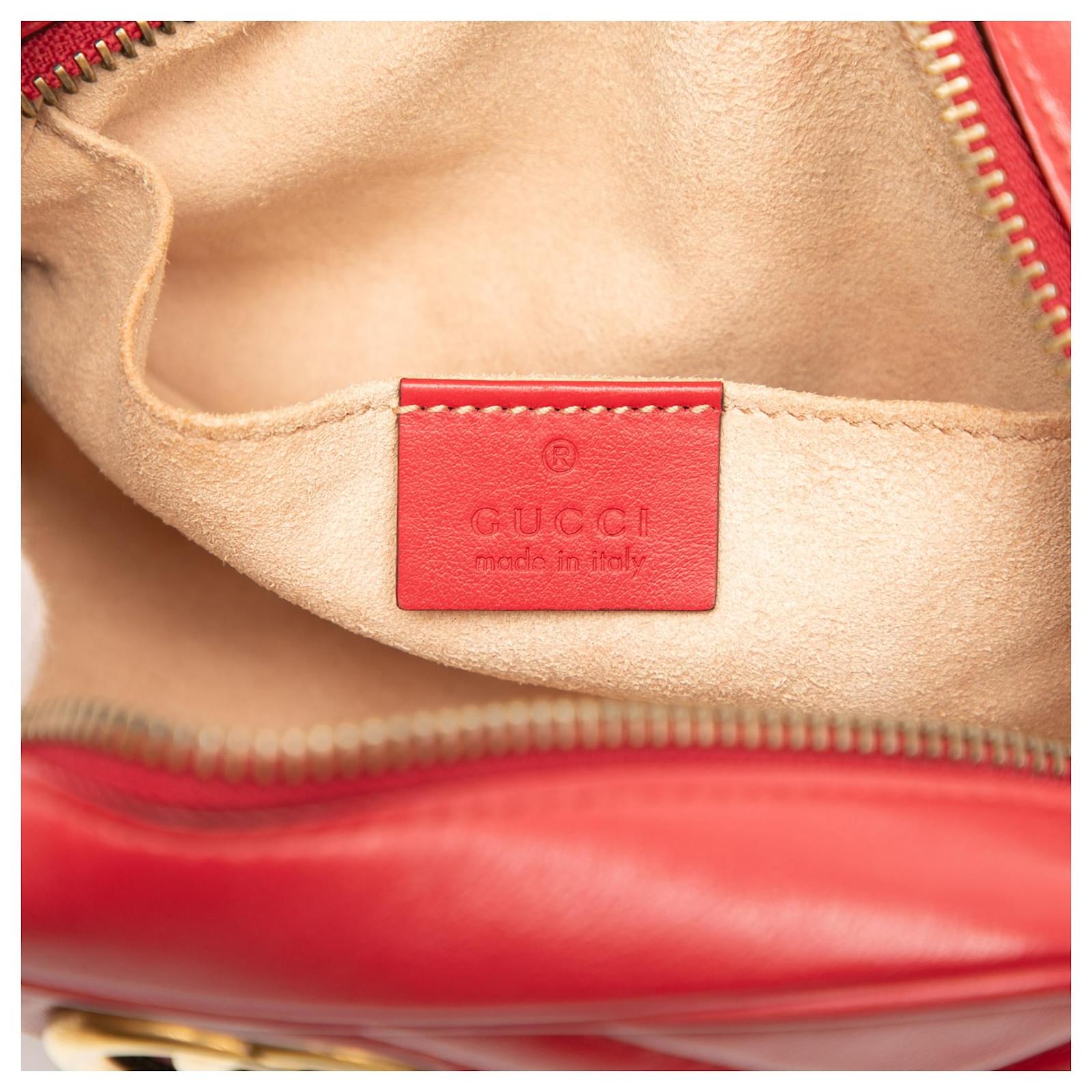 Gucci Red Mini GG Marmont Matelasse Leather Crossbody Pony-style ...