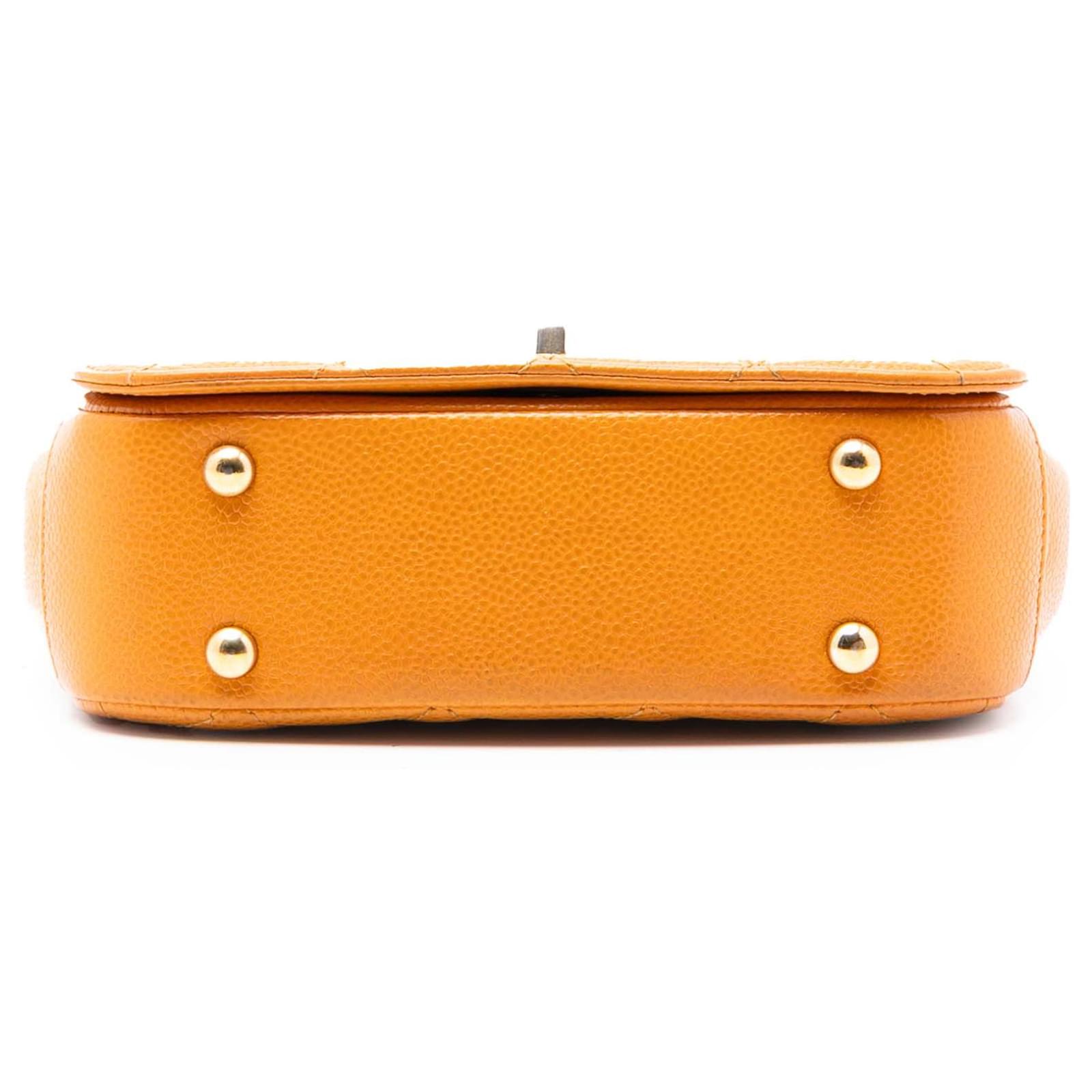 Chanel Orange Mini Quilted Caviar Carry Around Flap Leather ref.2760106 ...