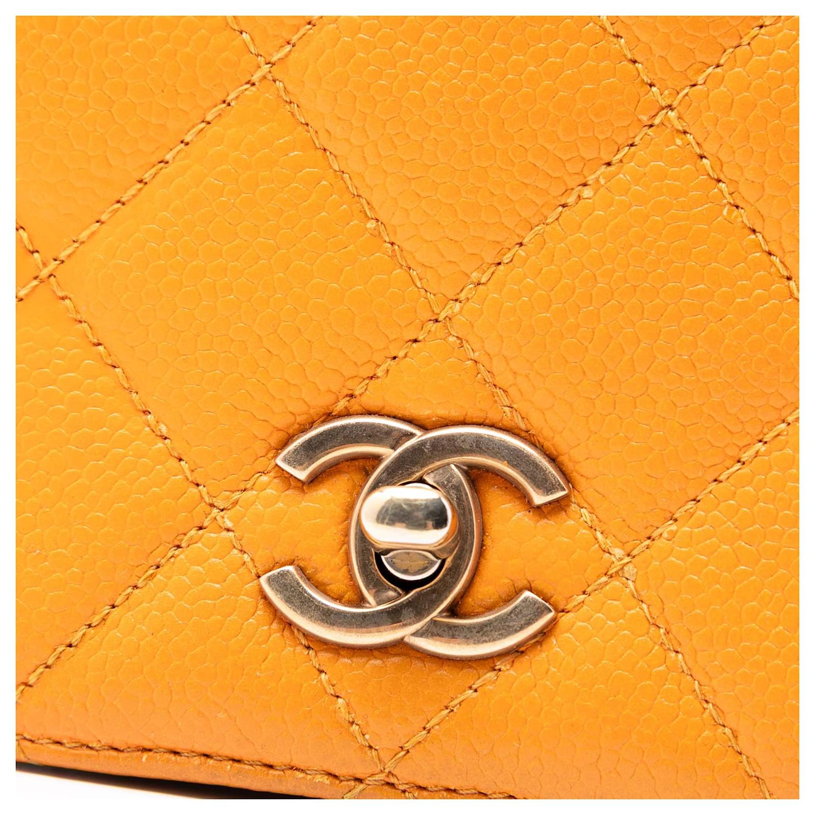 Chanel Orange Mini Quilted Caviar Carry Around Flap Leather ref.2760106 ...