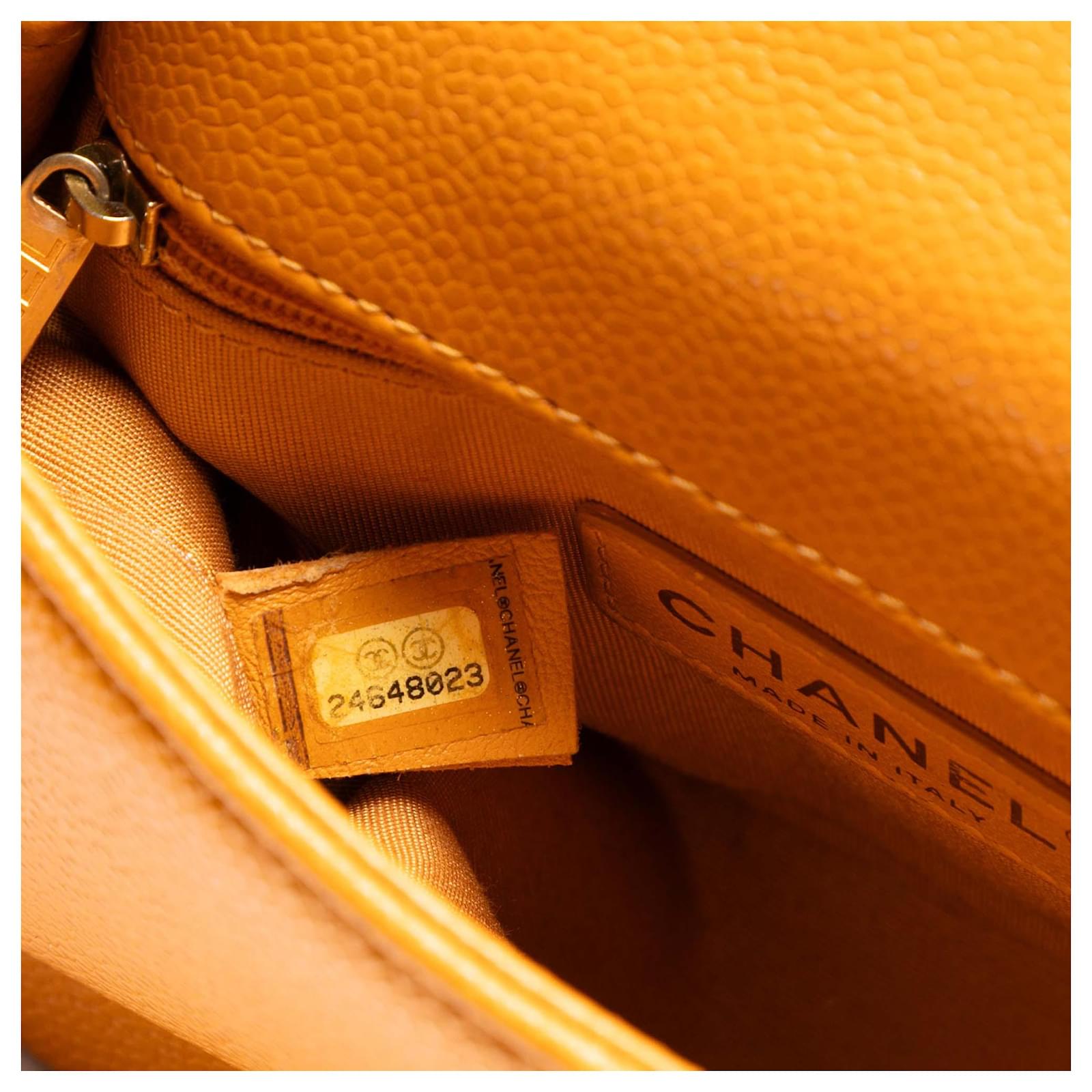 Chanel Orange Mini Quilted Caviar Carry Around Flap Leather ref.2760106 ...