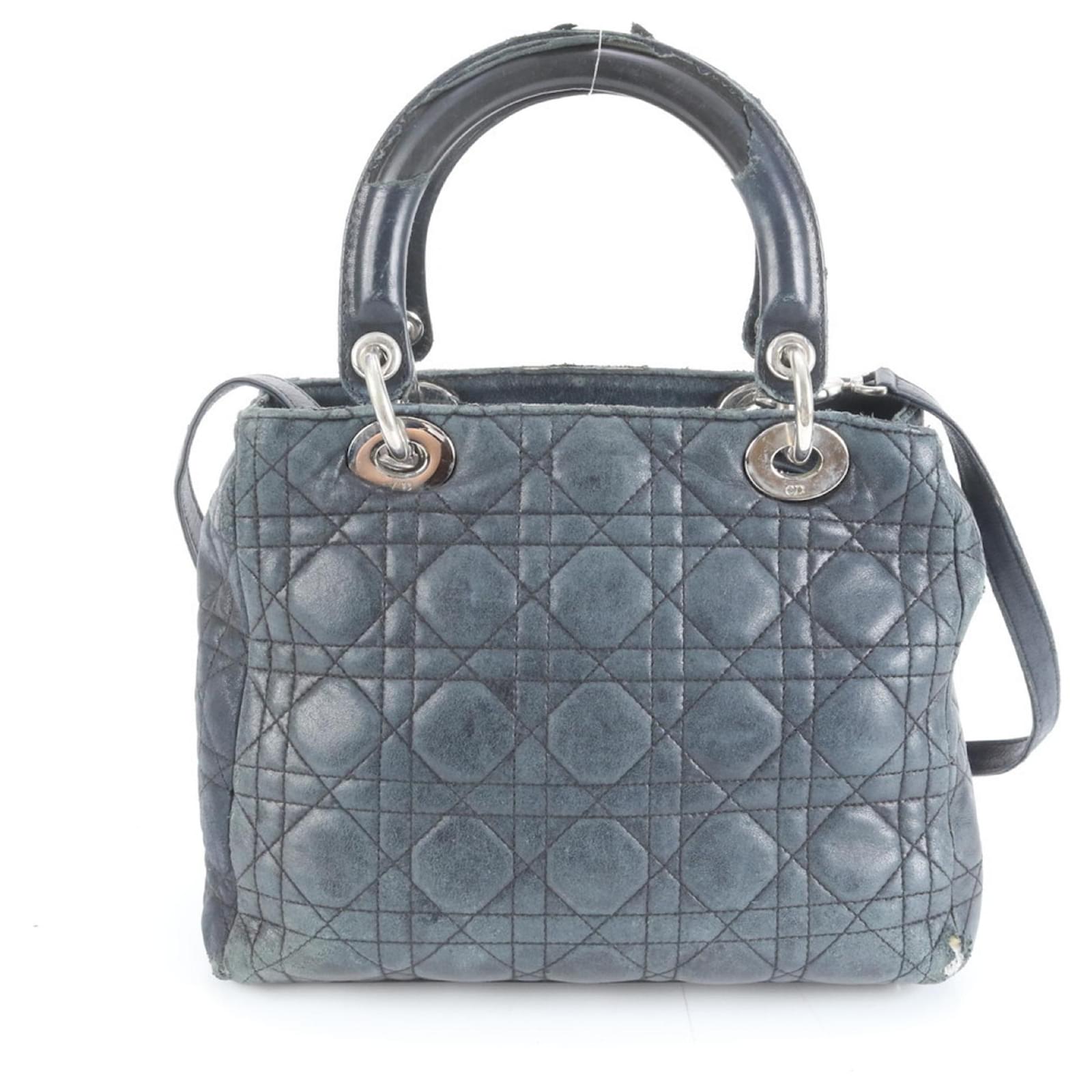 Christian Dior Cannage Lady Leather Shoulder Bag Navy blue ref.2795347 ...