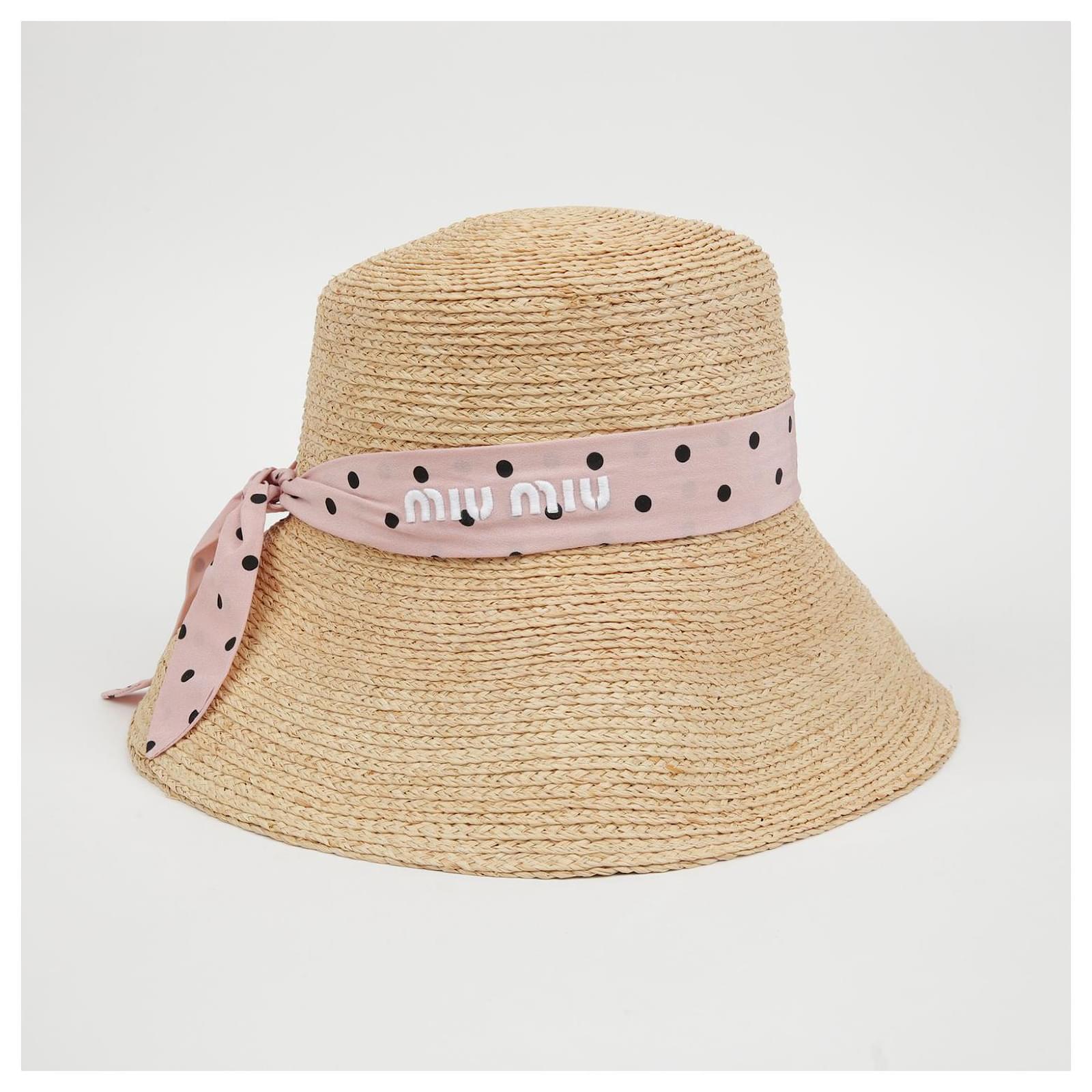 Miu Miu Raffia Bucket Hat Size Brown Cloth ref.2813839 - Joli Closet