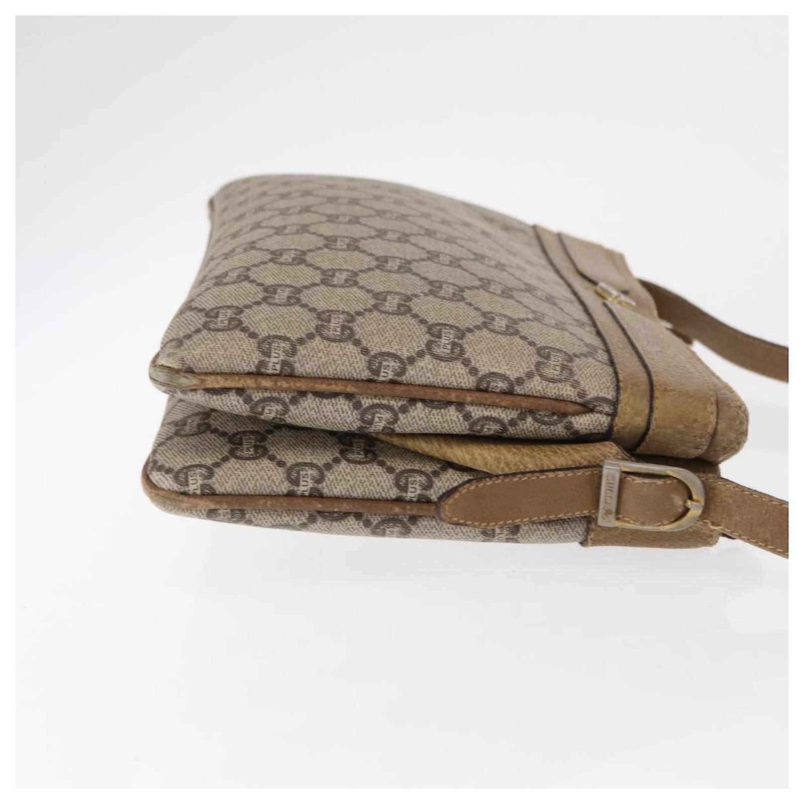 GUCCI GG Plus Supreme Shoulder Bag PVC Beige Gold Auth SW1938 Golden ...