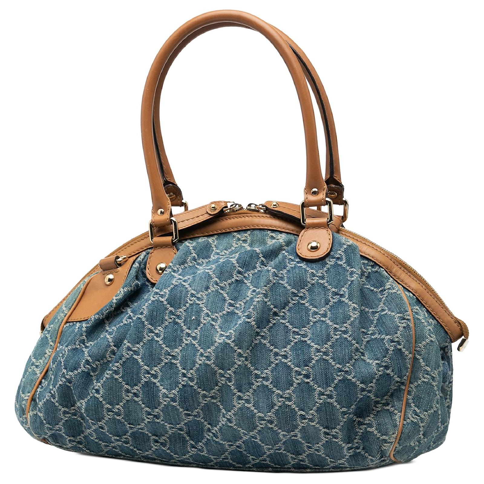 Gucci Blue GG Denim Sukey Satchel (Sold) - Joli Closet