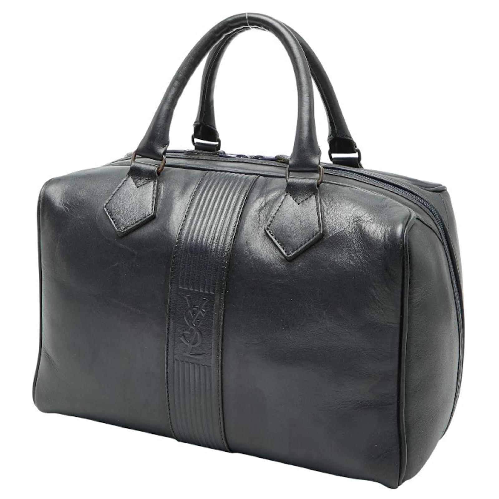 Saint Laurent YSL Logo Mini Boston Bag Black Leather ref.2833058 - Joli ...