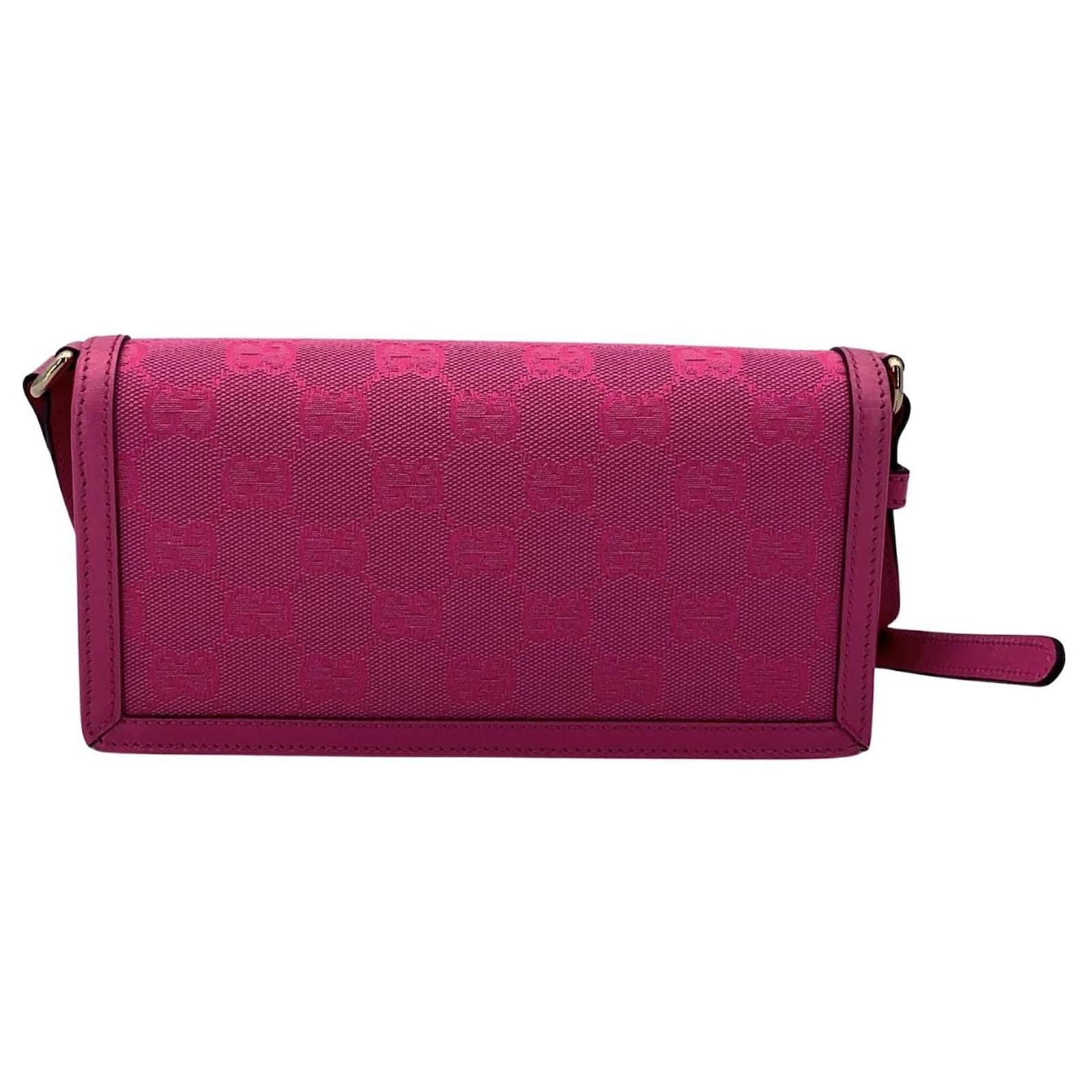 Gucci Pink Monogram Canvas and Leather Luce Mini Shoulder Bag Cloth ref ...