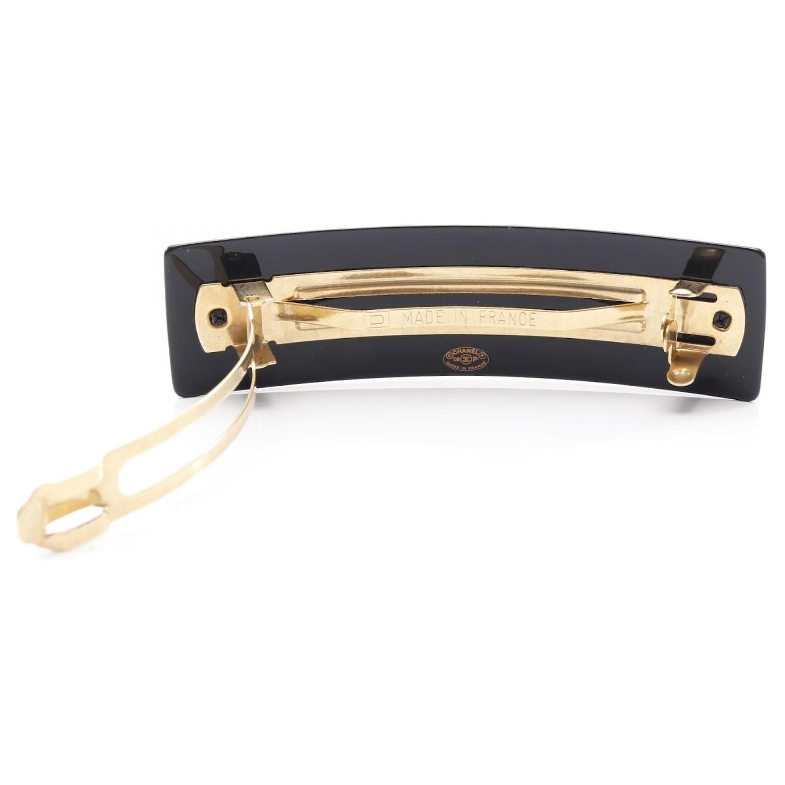 Classique Barrette Coco Mark Matelassé de Chanel Plastique Noir ref ...