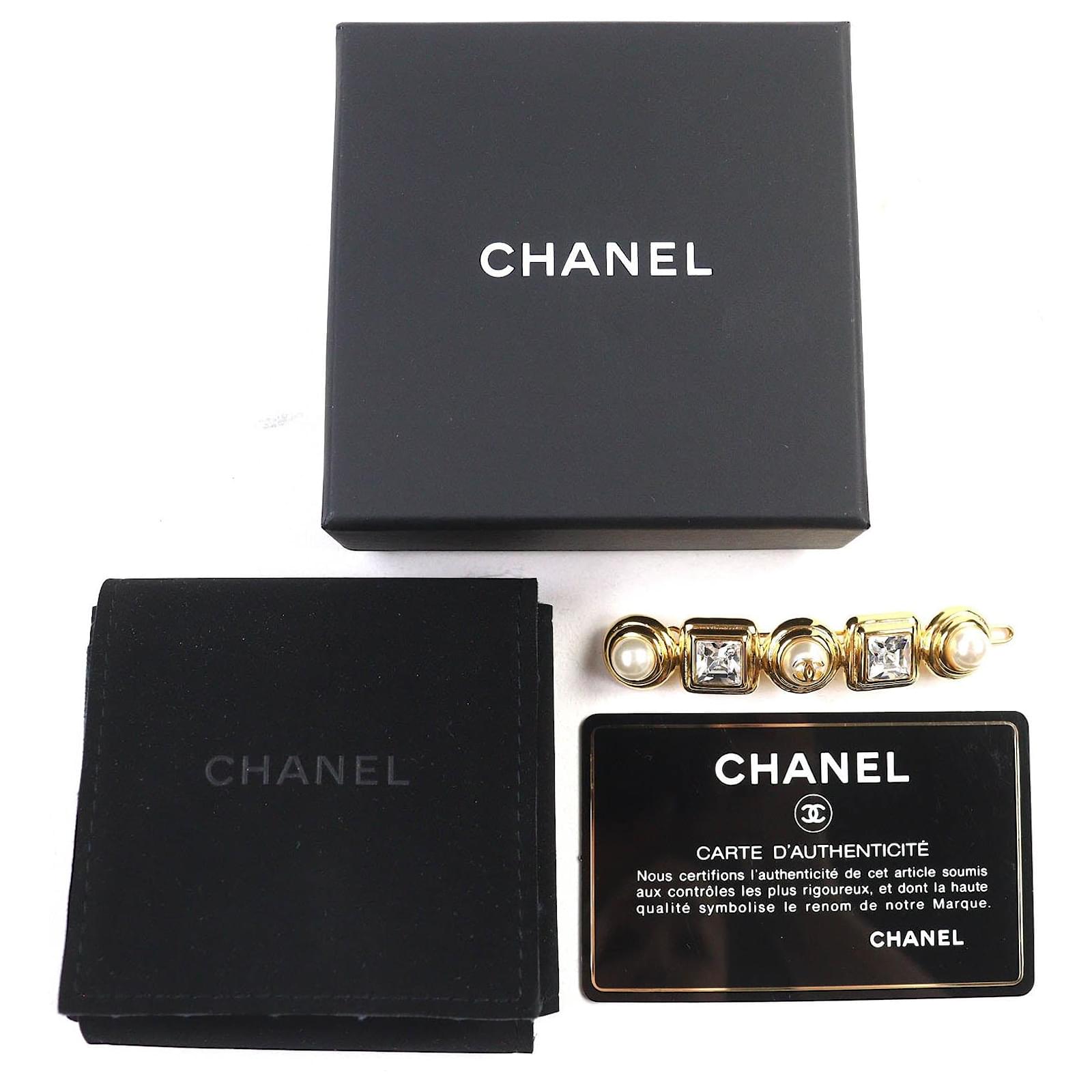 Classique Barrette à cheveux en perles COCO Mark de Chanel Métal Doré ...