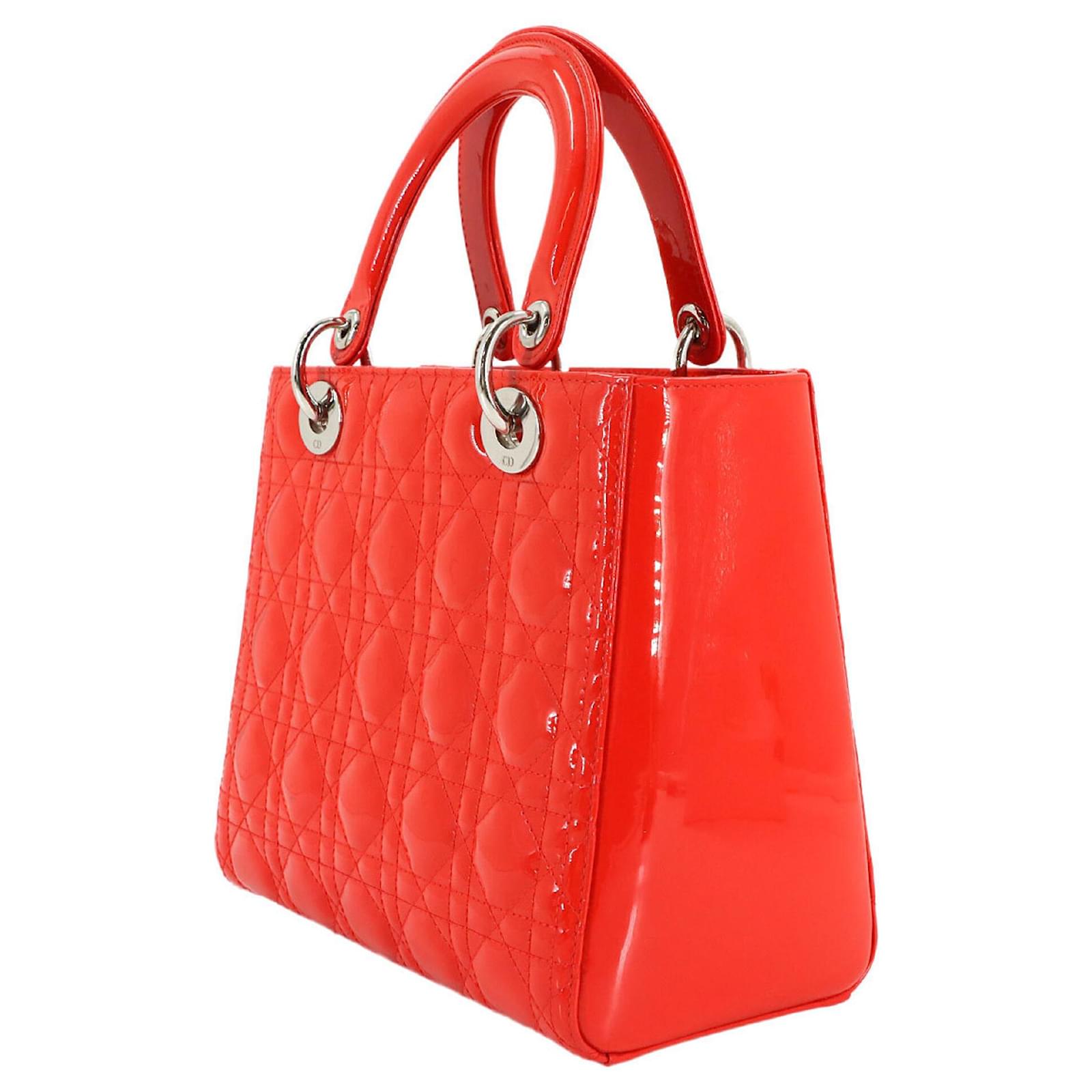 Sac à main moyen Cannage Lady Christian Dior Rouge ref.3026386 - Joli ...