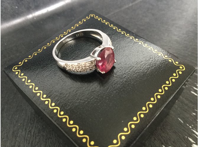 Autre Marque Bague en ruby et diamants Or blanc Rose ref.20819 - Joli ...