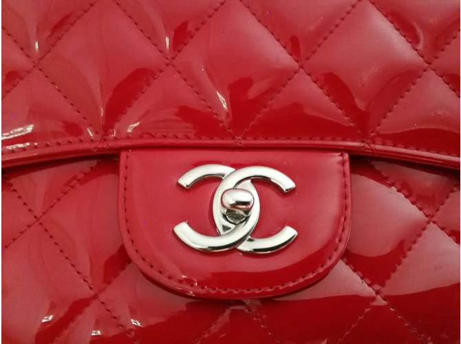 Classique Chanel Sacs à main Cuir vernis Rouge ref.46202 - Joli Closet