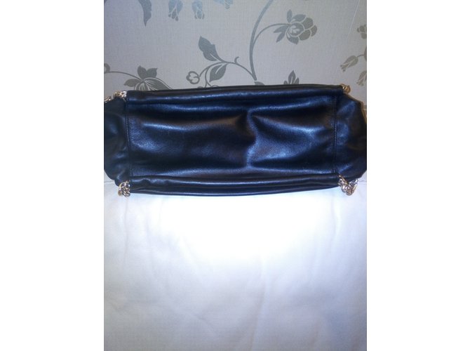 Lk Bennett L.K. Bennett Black Leather shoulder bag with part - metal ...