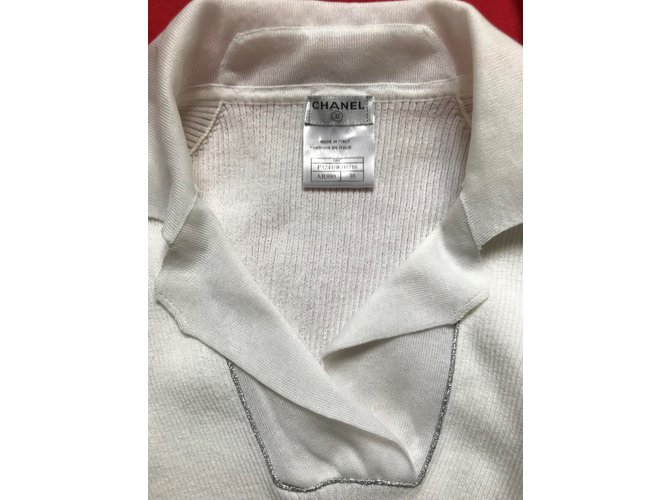 Tops Chanel Polo Coton Blanc ref.71043 - Joli Closet