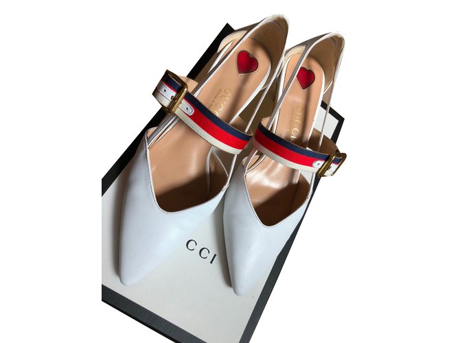 Escarpins Gucci Modèle 460114 CQXS0 9082 Cuir Blanc,Rouge,Bleu ref ...