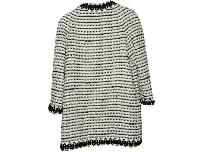 Chanel Tweed jacket Black Eggshell Silk Wool ref.86318 - Joli Closet